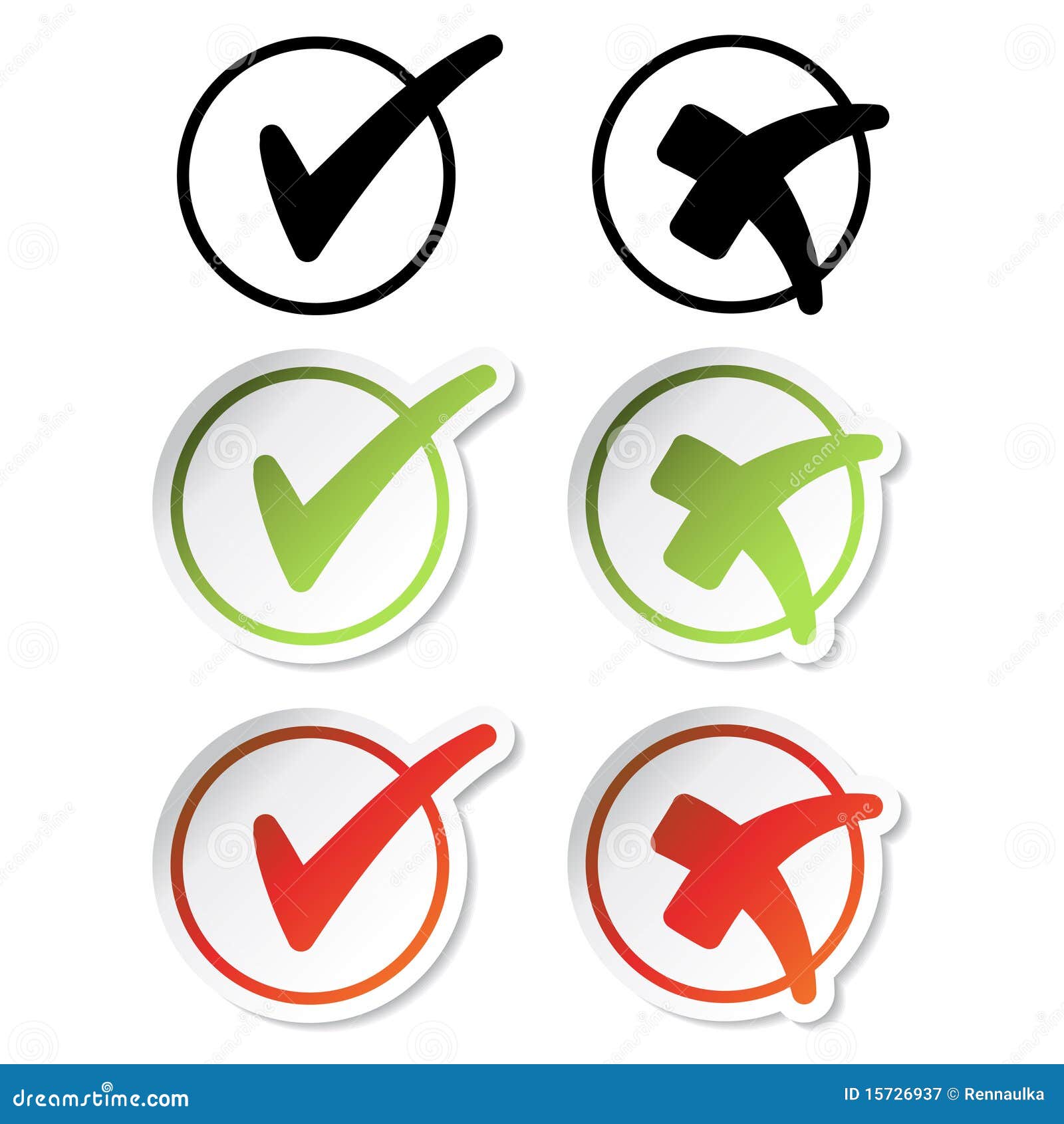 Vector check mark stickers stock vector. Illustration of question ...