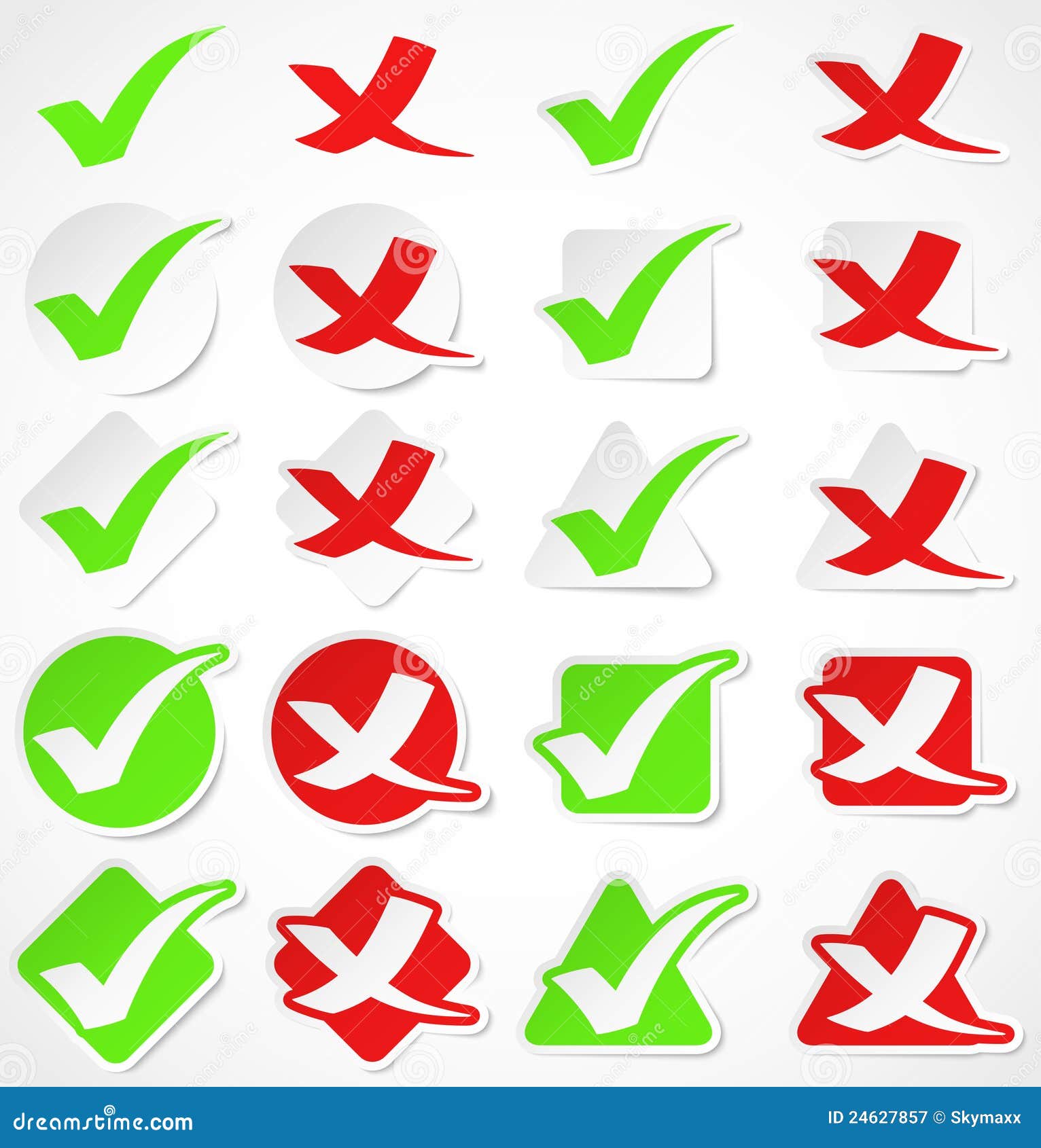 Vector check mark stickers stock vector. Illustration of exam - 24627857