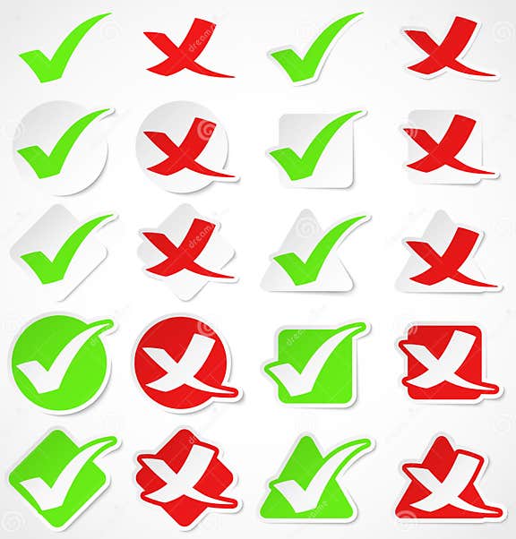 Vector check mark stickers stock vector. Illustration of exam - 24627857