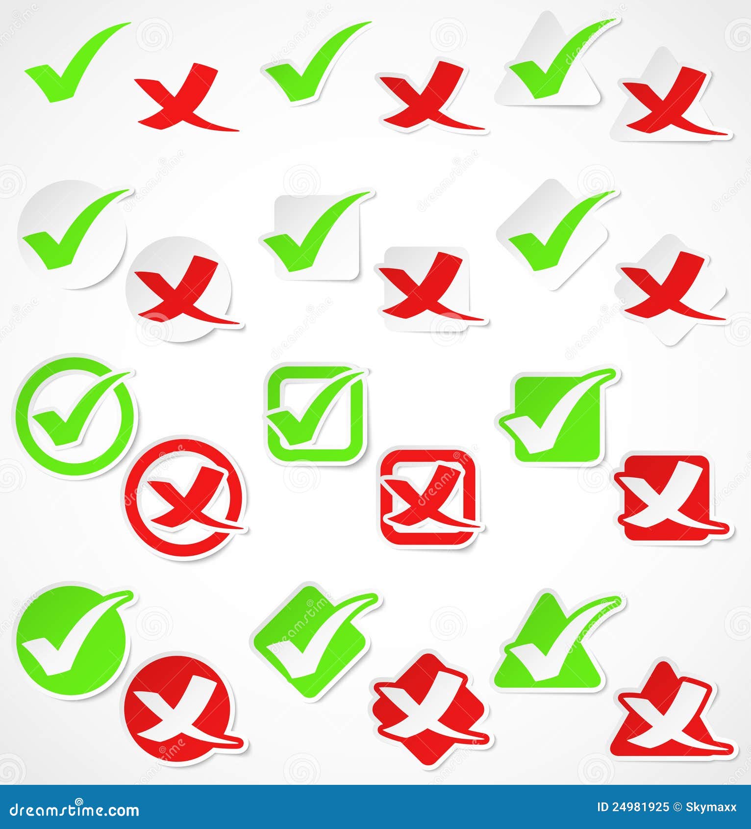 Vector check mark stickers stock vector. Illustration of shape - 24981925