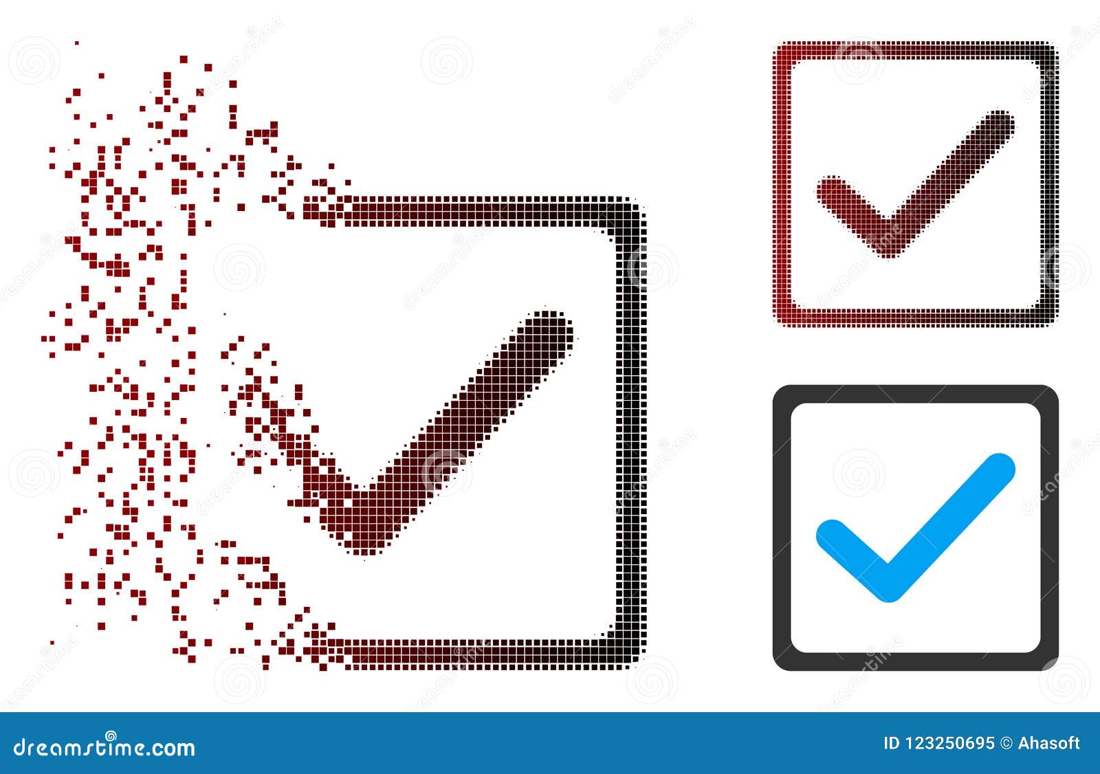 Dissolving Pixel Halftone Checkbox Icon Stock Vector - Illustration of ...