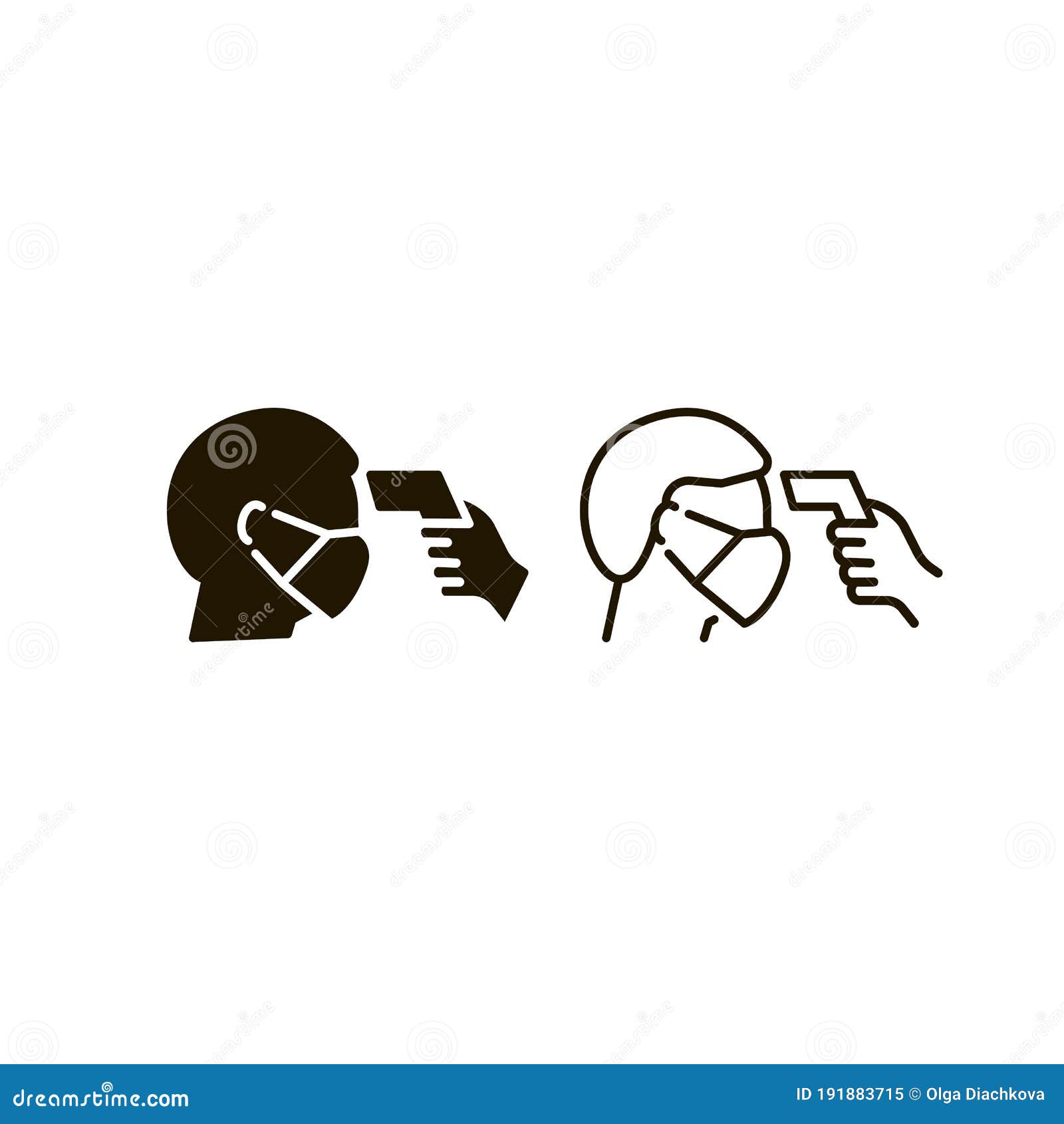 Vector Checking Body Temperature Icon Set Stock Vector - Illustration ...