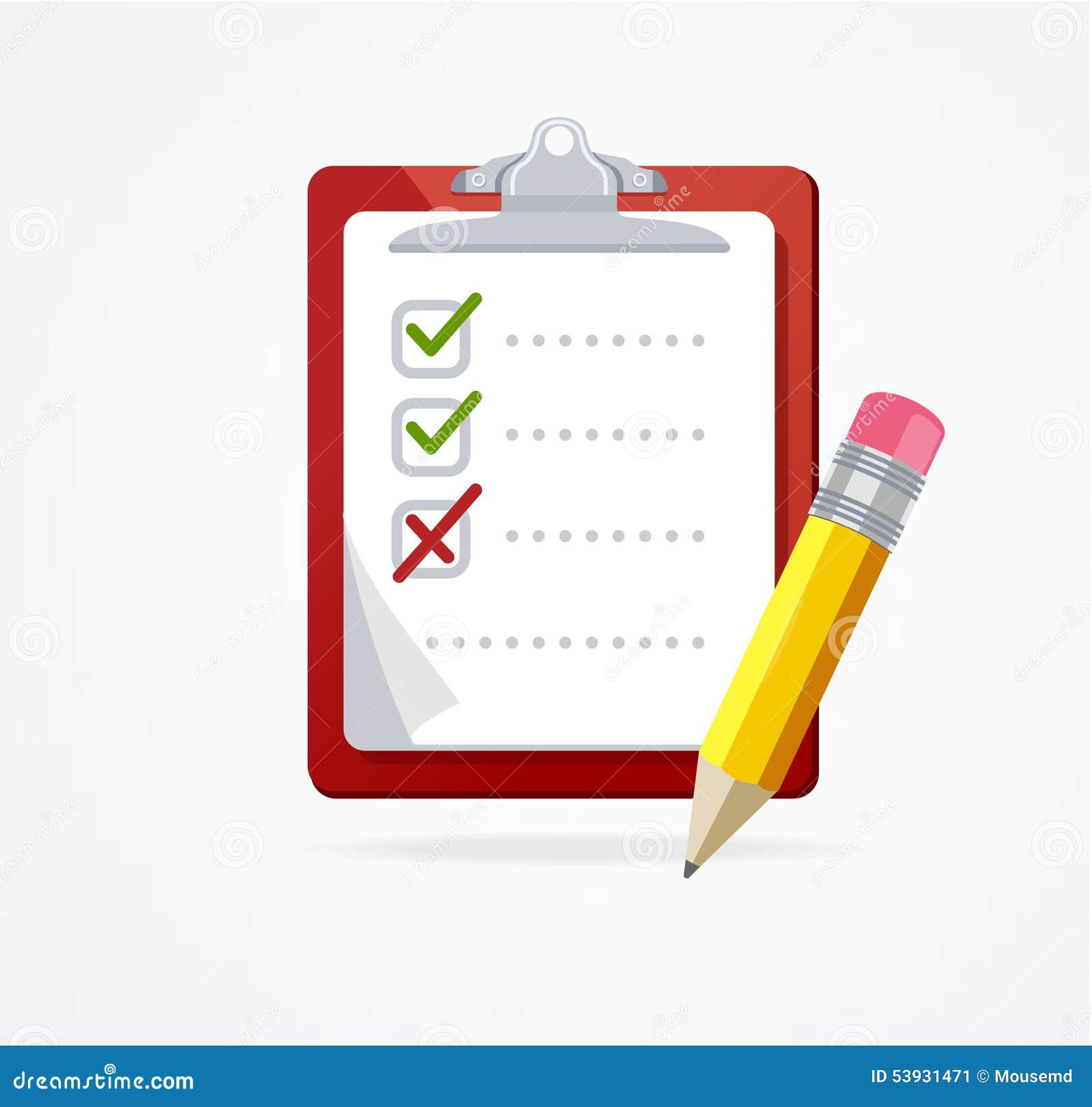 Vector Checklist on a Red Board. Flat Design Stock Vector ...