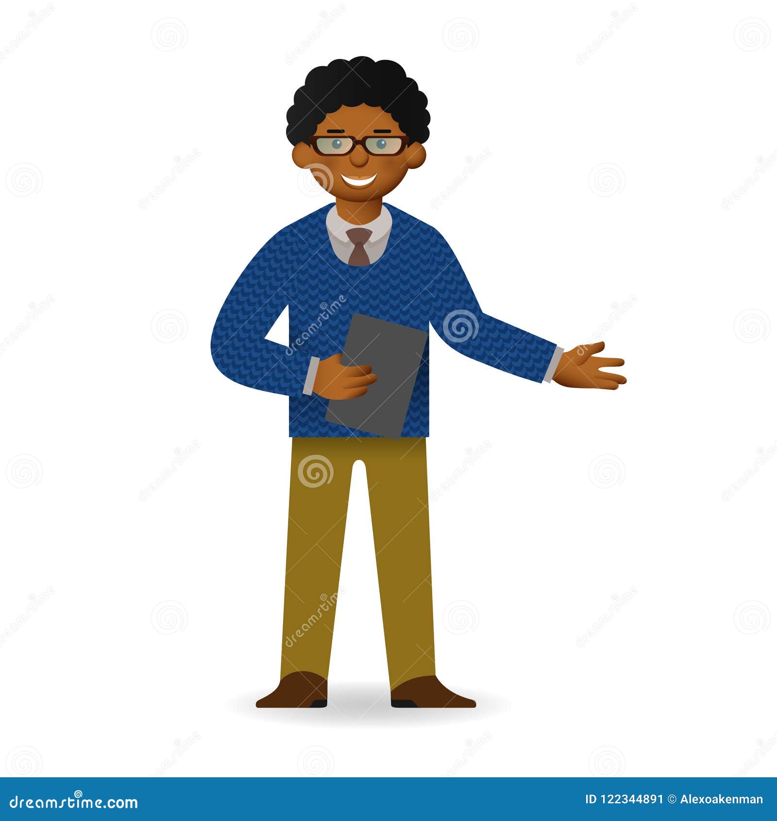 Vector Cheeky African Man Character Explaining Pose Stock Vector ...