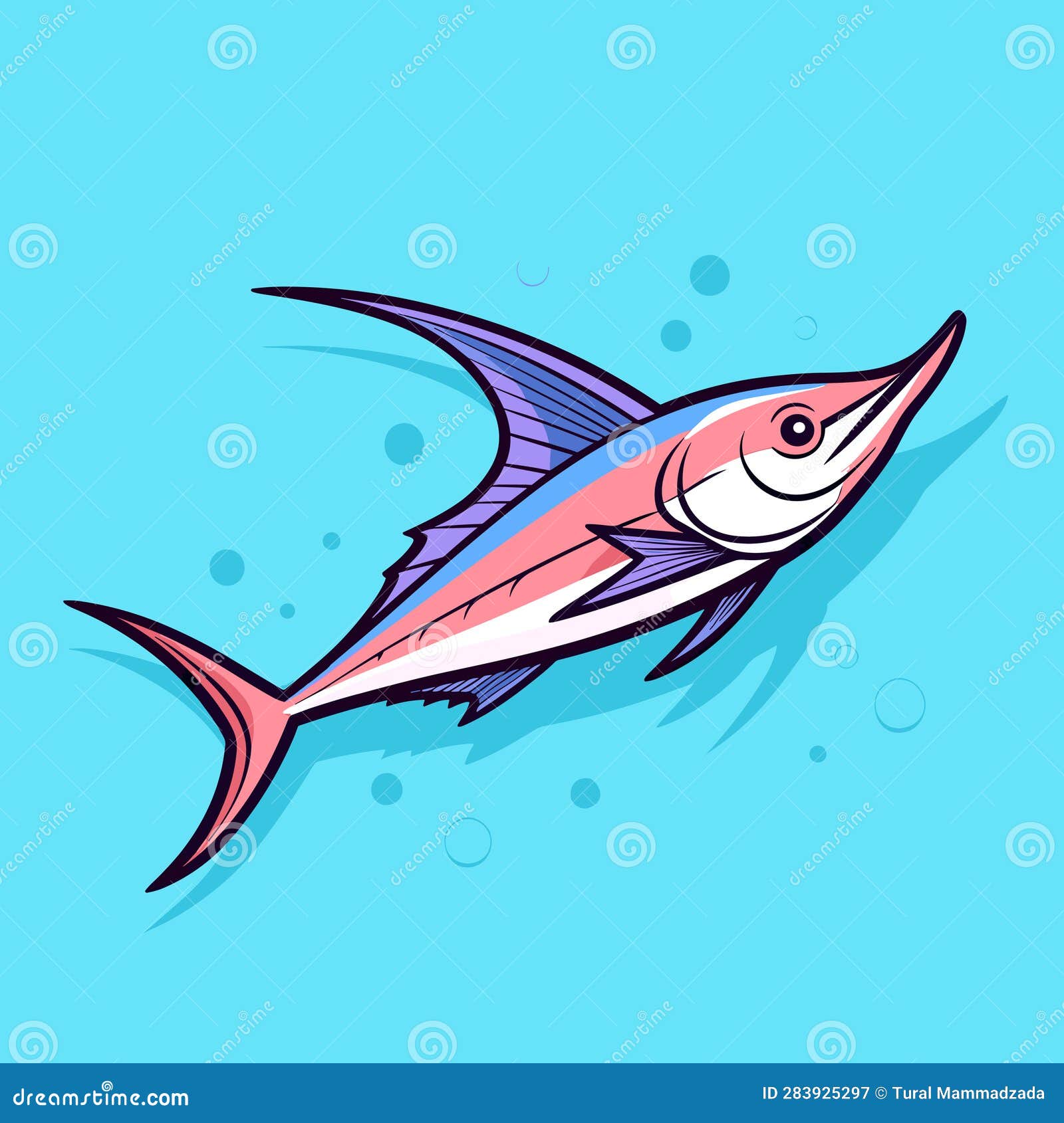 Vector of a Cheerful Cartoon Fish with a Bright Smile on Its Face Stock ...