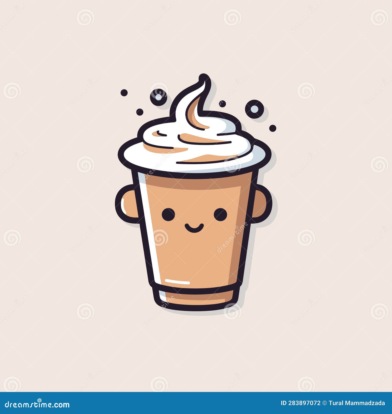 Vector of a Cheerful Coffee Cup with a Cute Smiley Face Design Stock ...