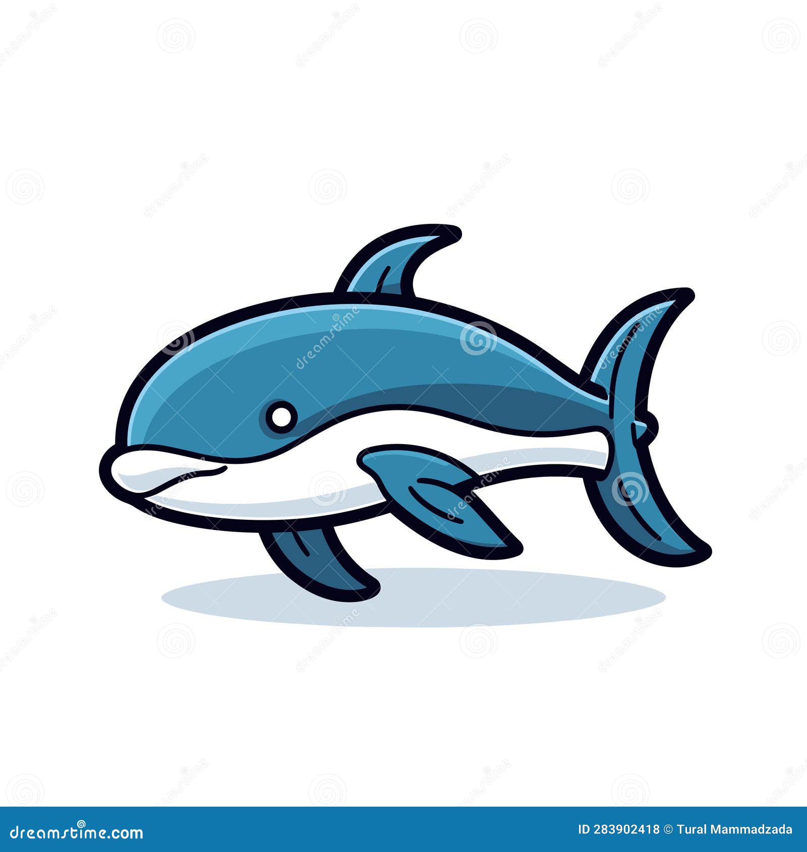 Vector of a Cheerful Dolphin with a Wide Smile on a Flat Vector Icon ...