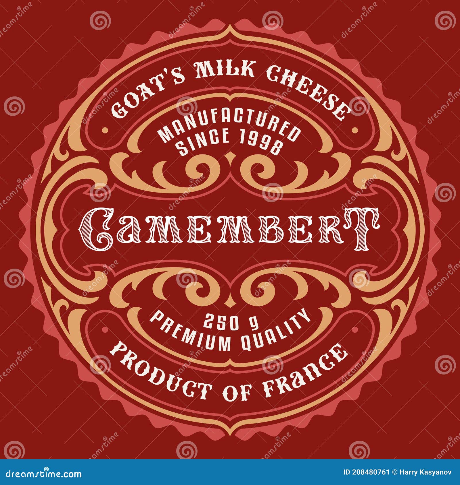 A Vector Cheese Label in Vintage Style Stock Vector - Illustration of ...