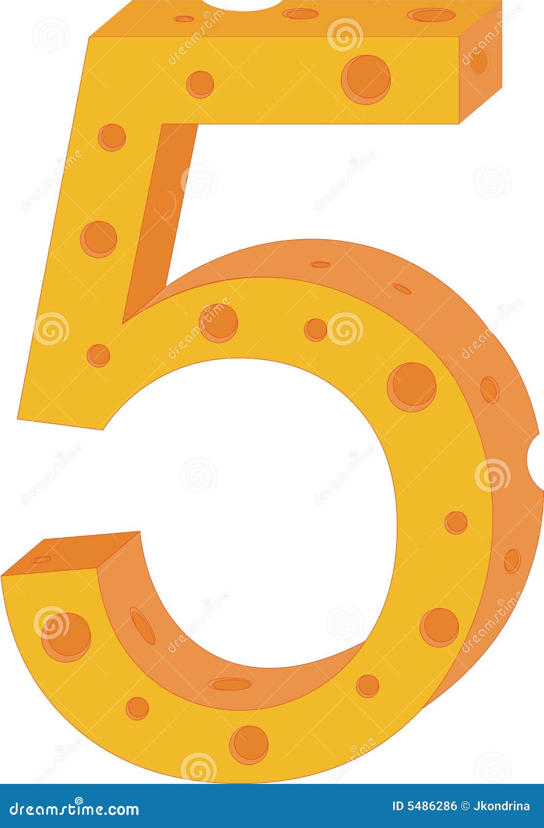 Vector cheese numeral five stock vector. Illustration of adding - 5486286