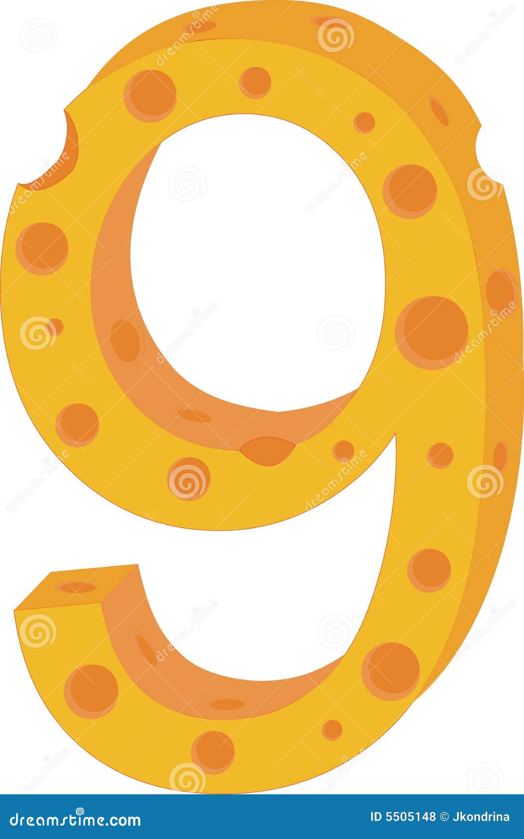 Vector cheese numeral nine stock vector. Illustration of kindergarten ...