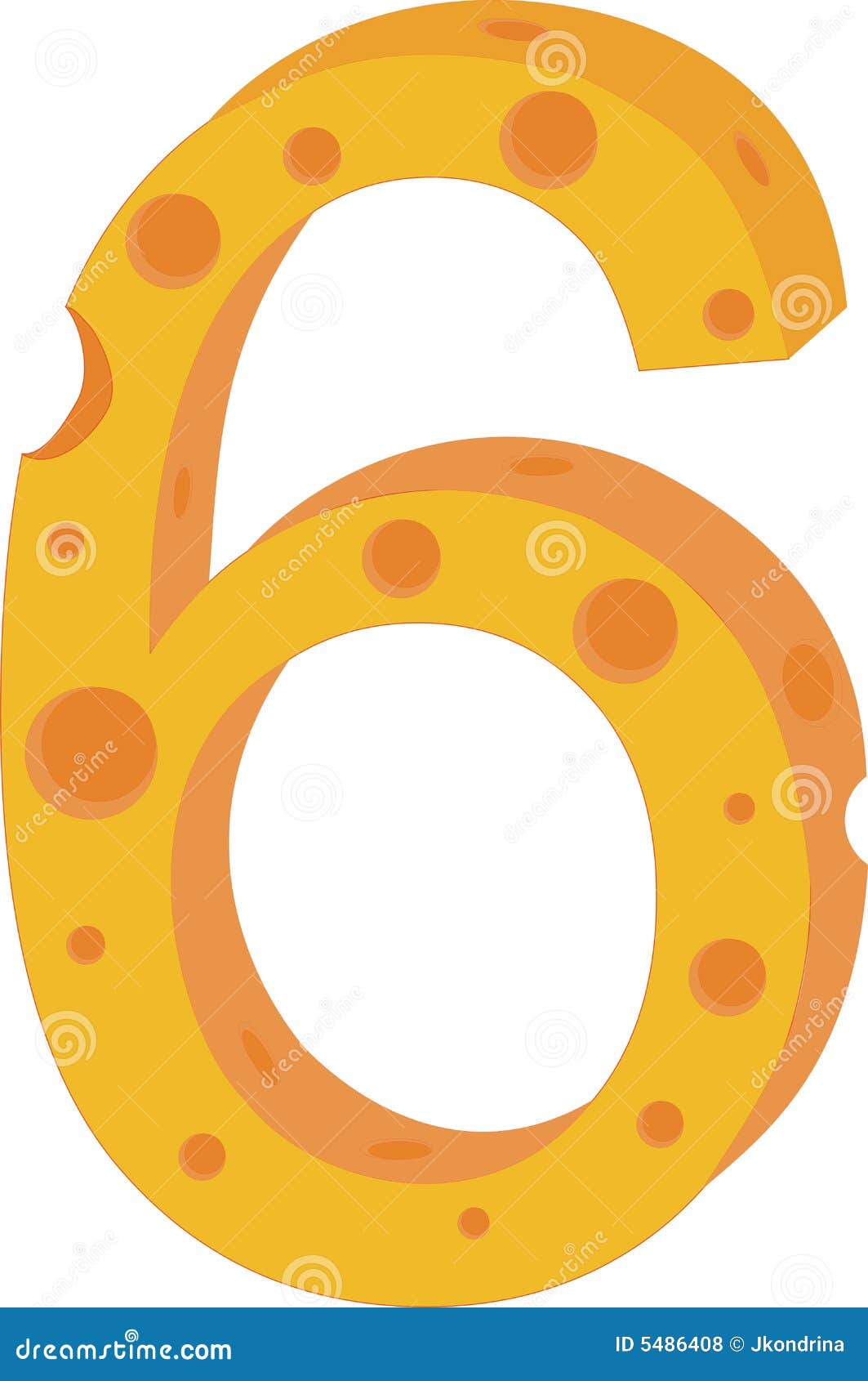 Vector cheese numeral six stock vector. Illustration of edibles - 5486408