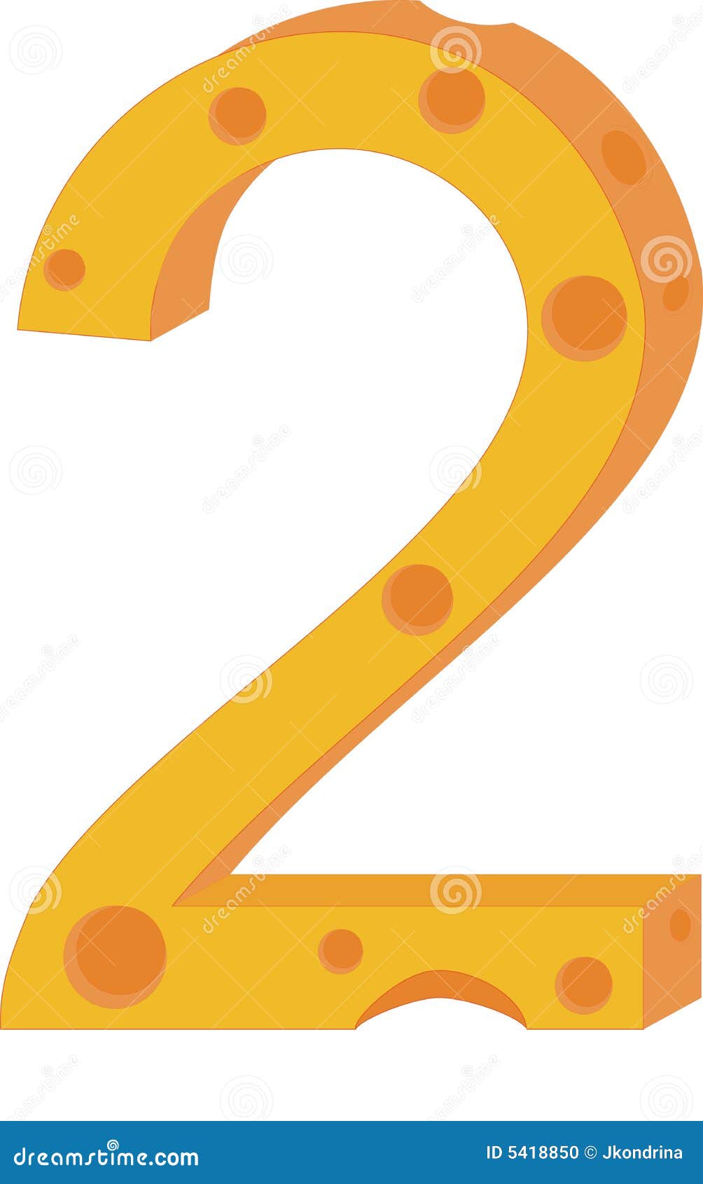 Vector cheese numeral two stock vector. Illustration of edam - 5418850