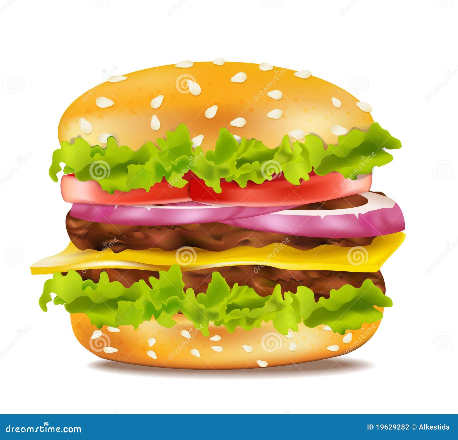Vector Cheeseburger on a White Background Stock Vector - Illustration ...