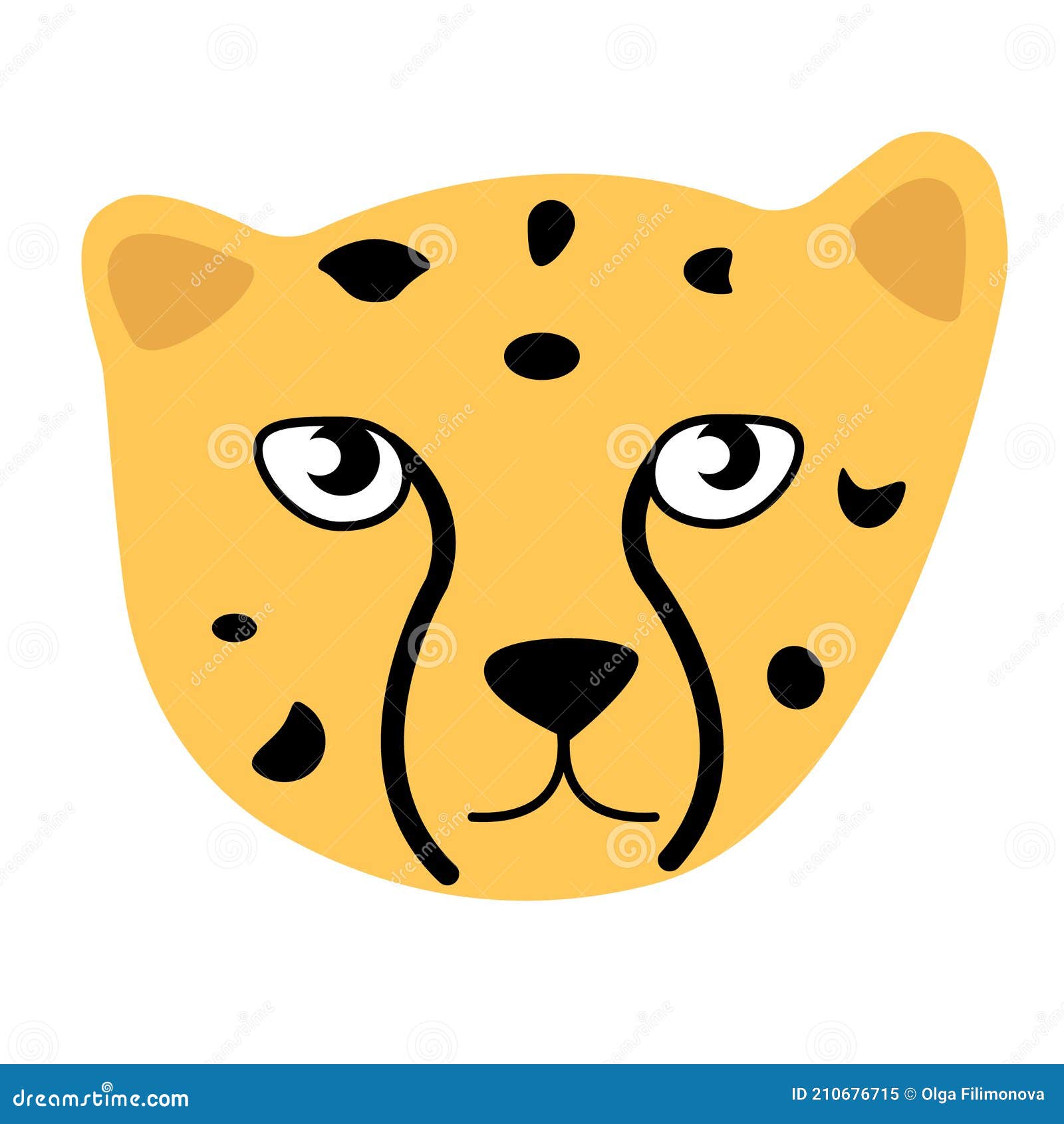Vector Cheetah on White Background in Flat Style for Postcards ...