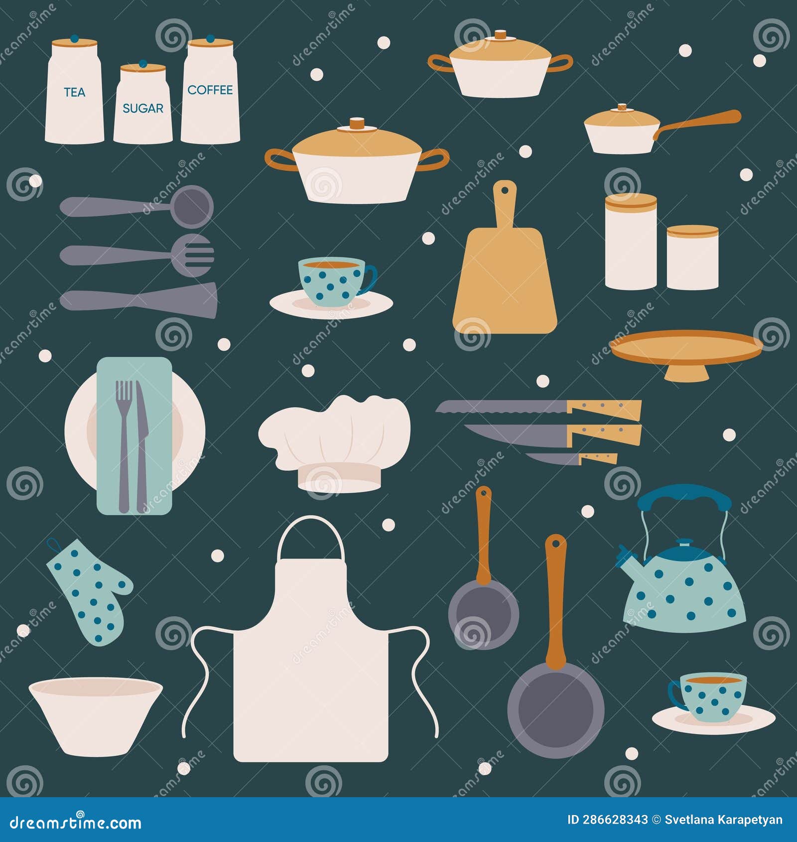 Vector Chef Cook Kitchen Tools Set. Kitchenware and Utensils. Objects ...