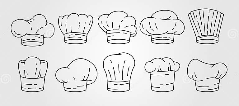Vector of Chef Hat Line Art Logo Set Illustration Design, Bundle of ...