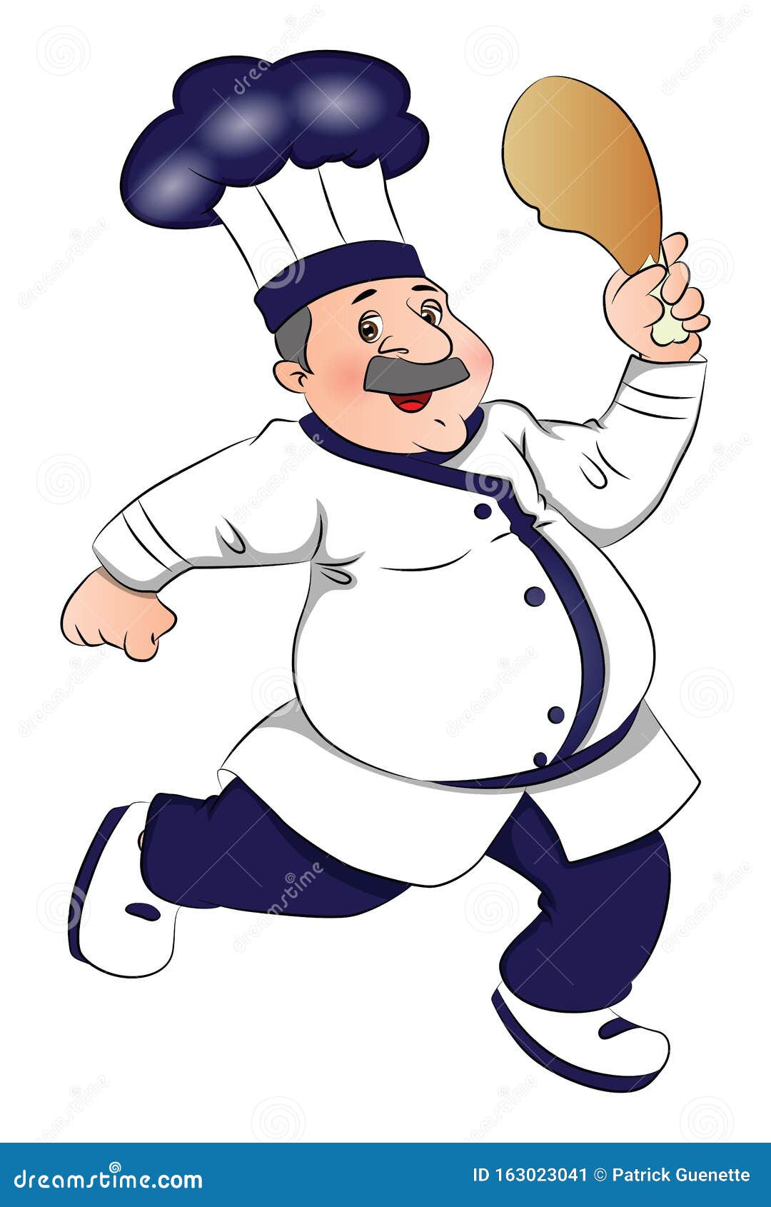 Vector of Chef Running with Meat in Hand Stock Vector - Illustration of ...