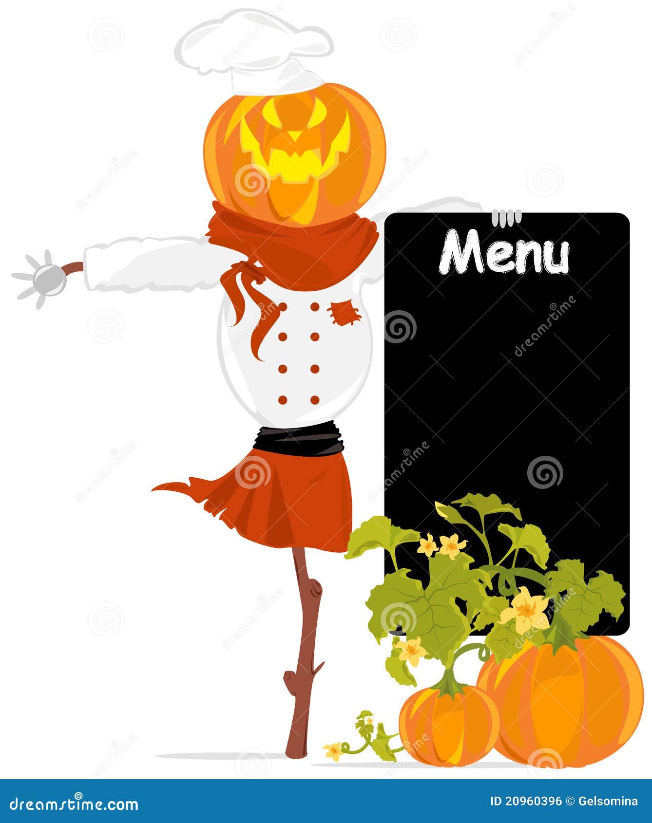 Vector chef-scarecrow stock vector. Illustration of dishes - 20960396
