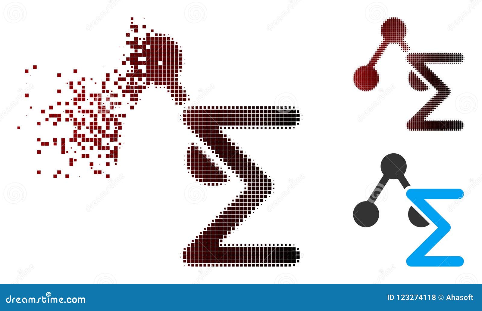 Shredded Pixel Halftone Chemical Formula Icon Stock Vector ...