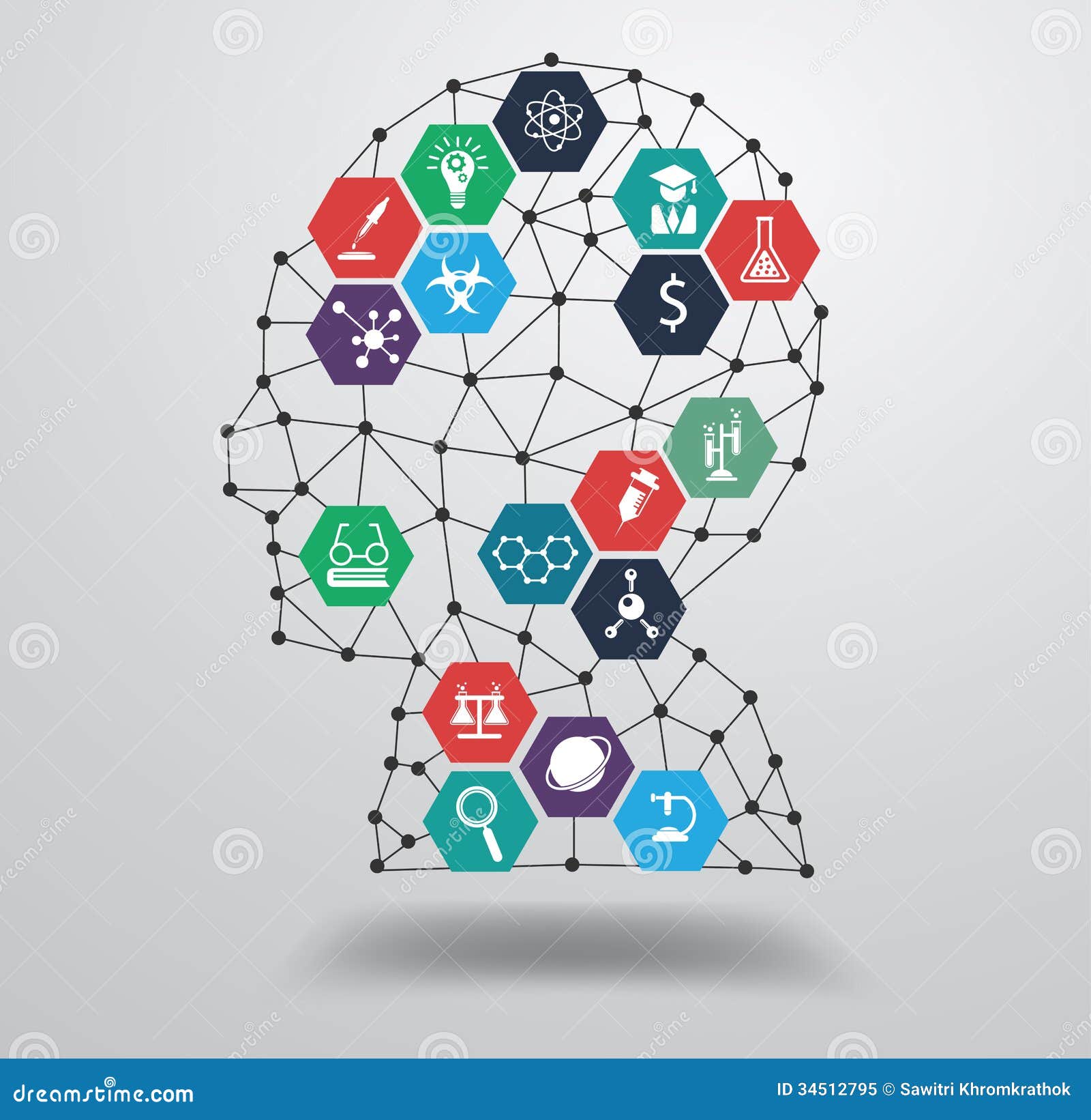 Vector Chemistry and Science Icon with Human Head Stock Vector ...