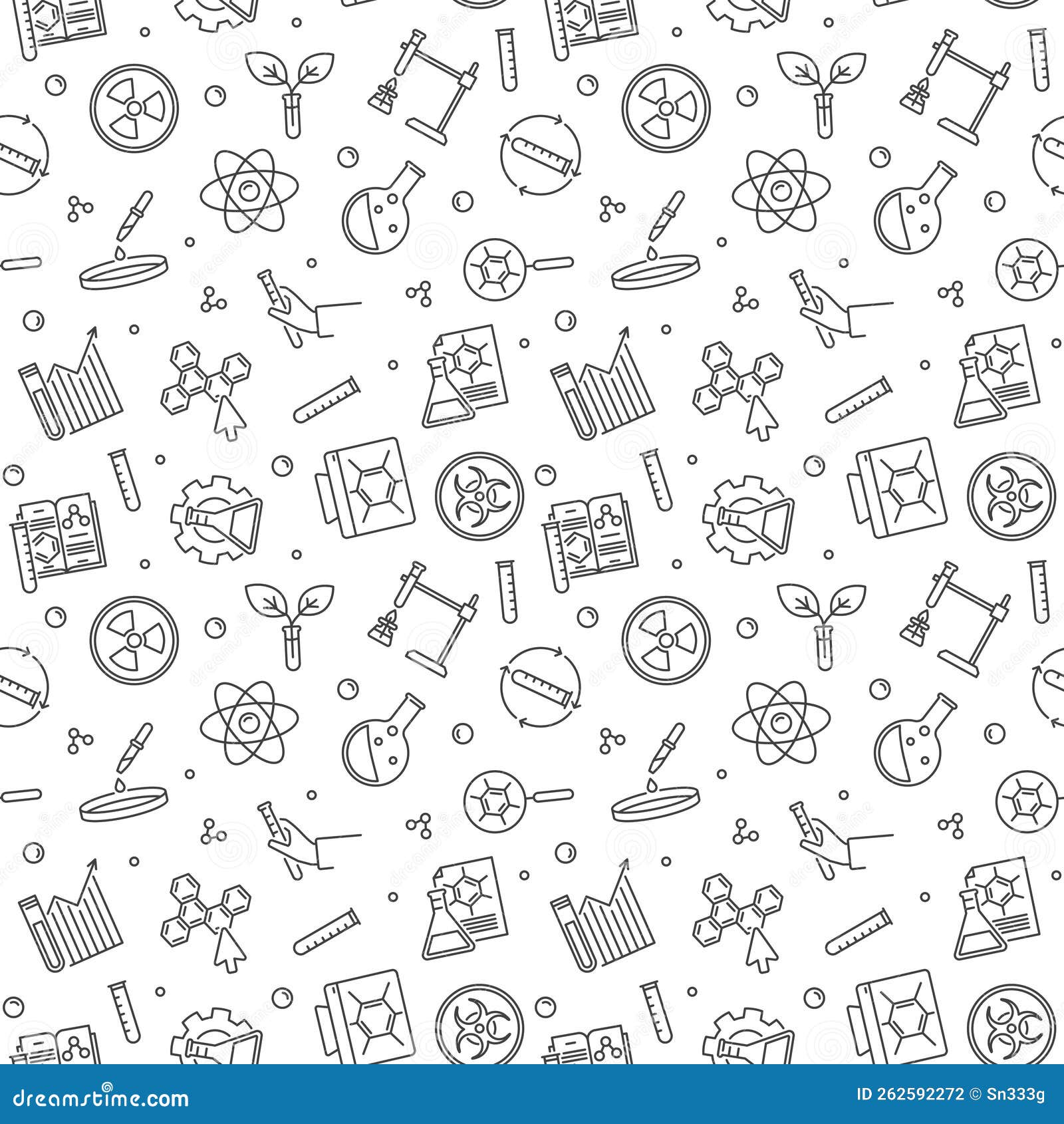 Vector Chemistry Seamless Background. Chemical Concept Linear Pattern ...