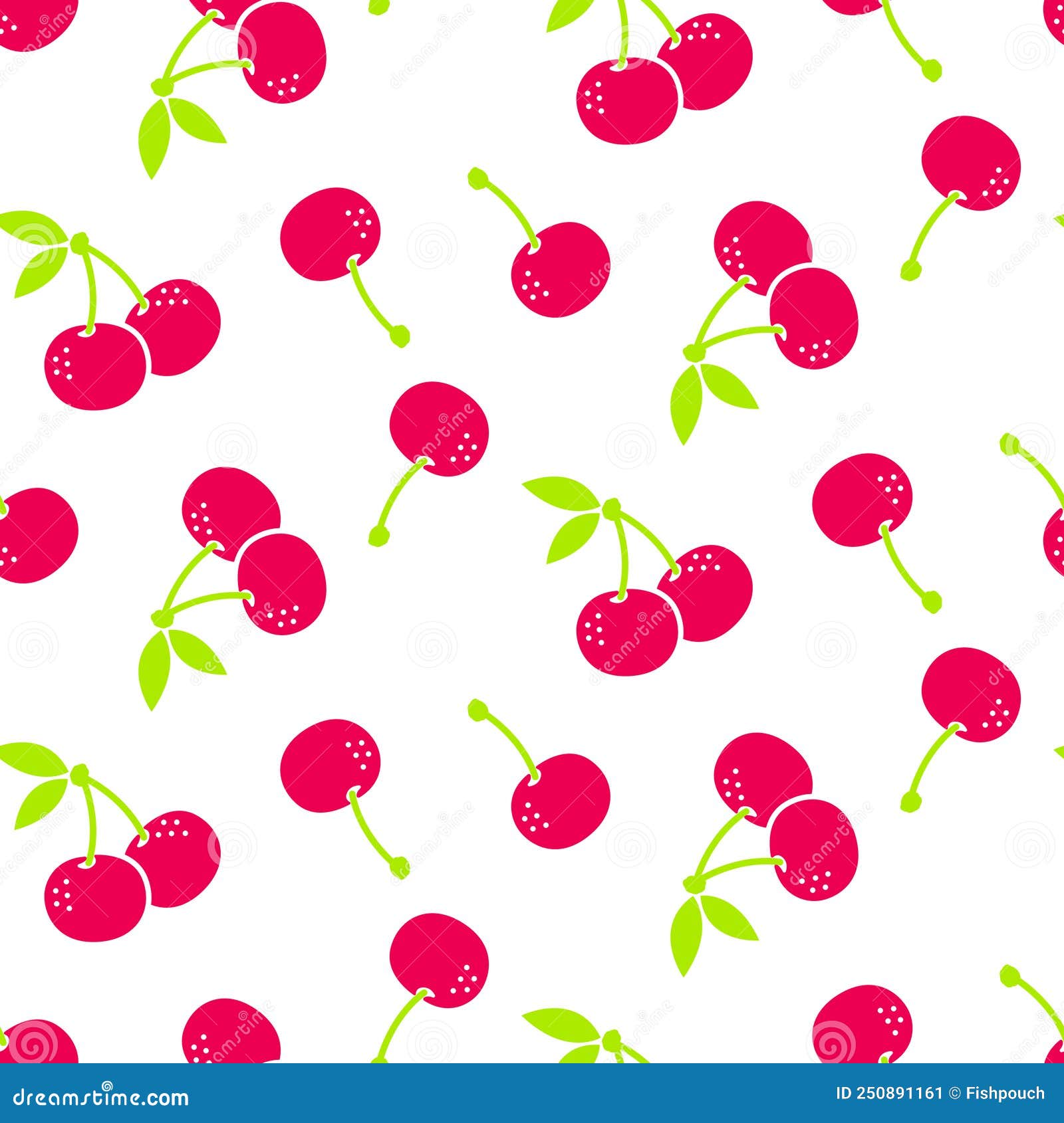 Vector Cherry Flat Style Seamless Pattern on a White Background. Stock ...
