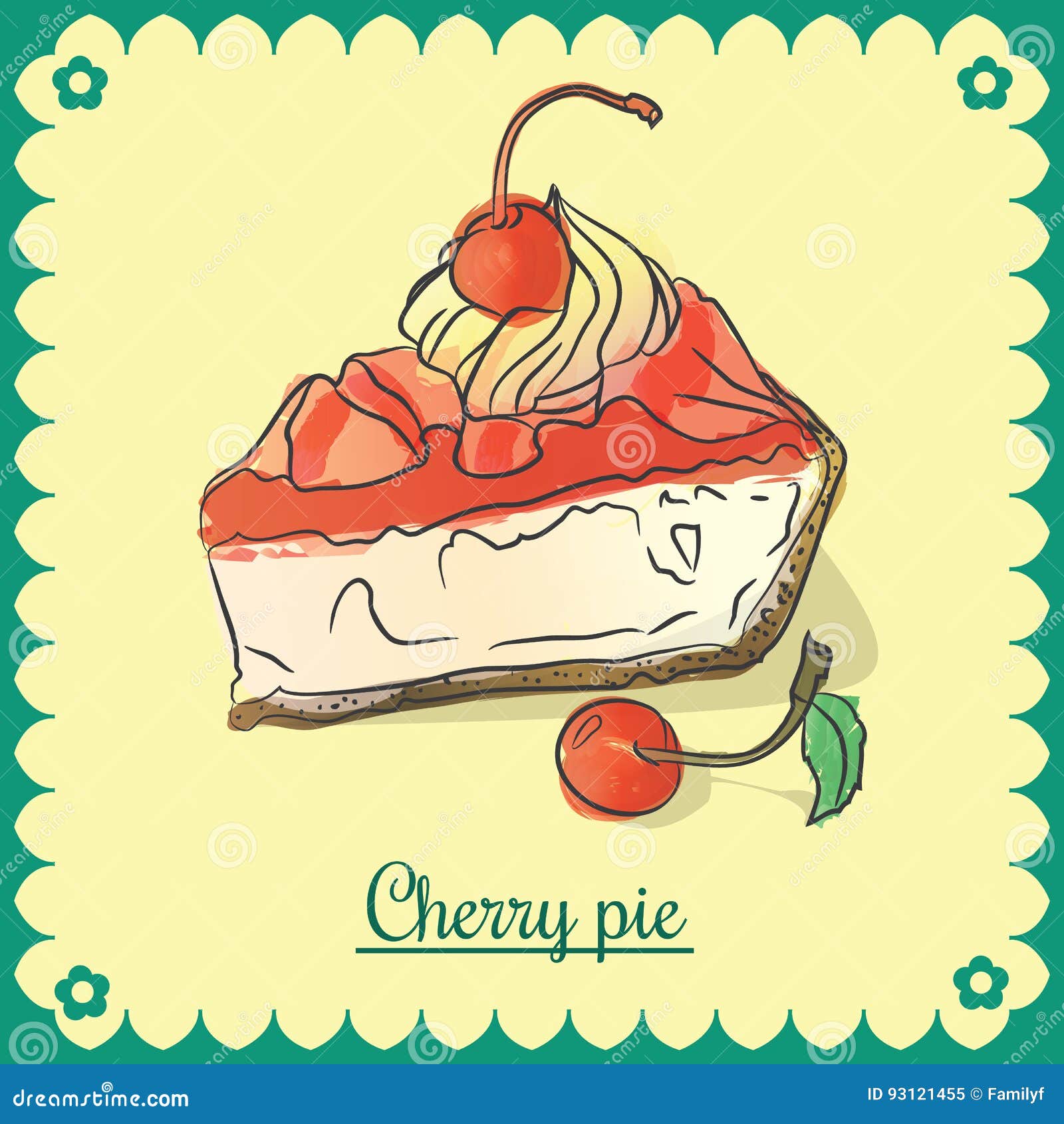 Vector cherry pie. stock vector. Illustration of fresh - 93121455