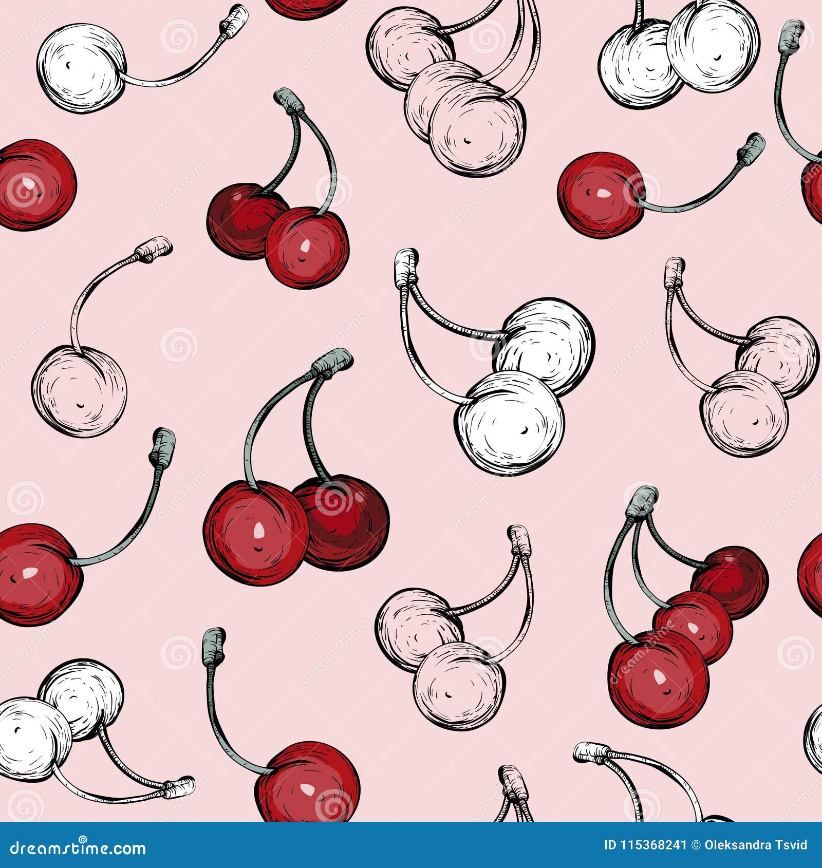 Cherry Seamless Pattern. Background, Fabric Design Stock Vector ...