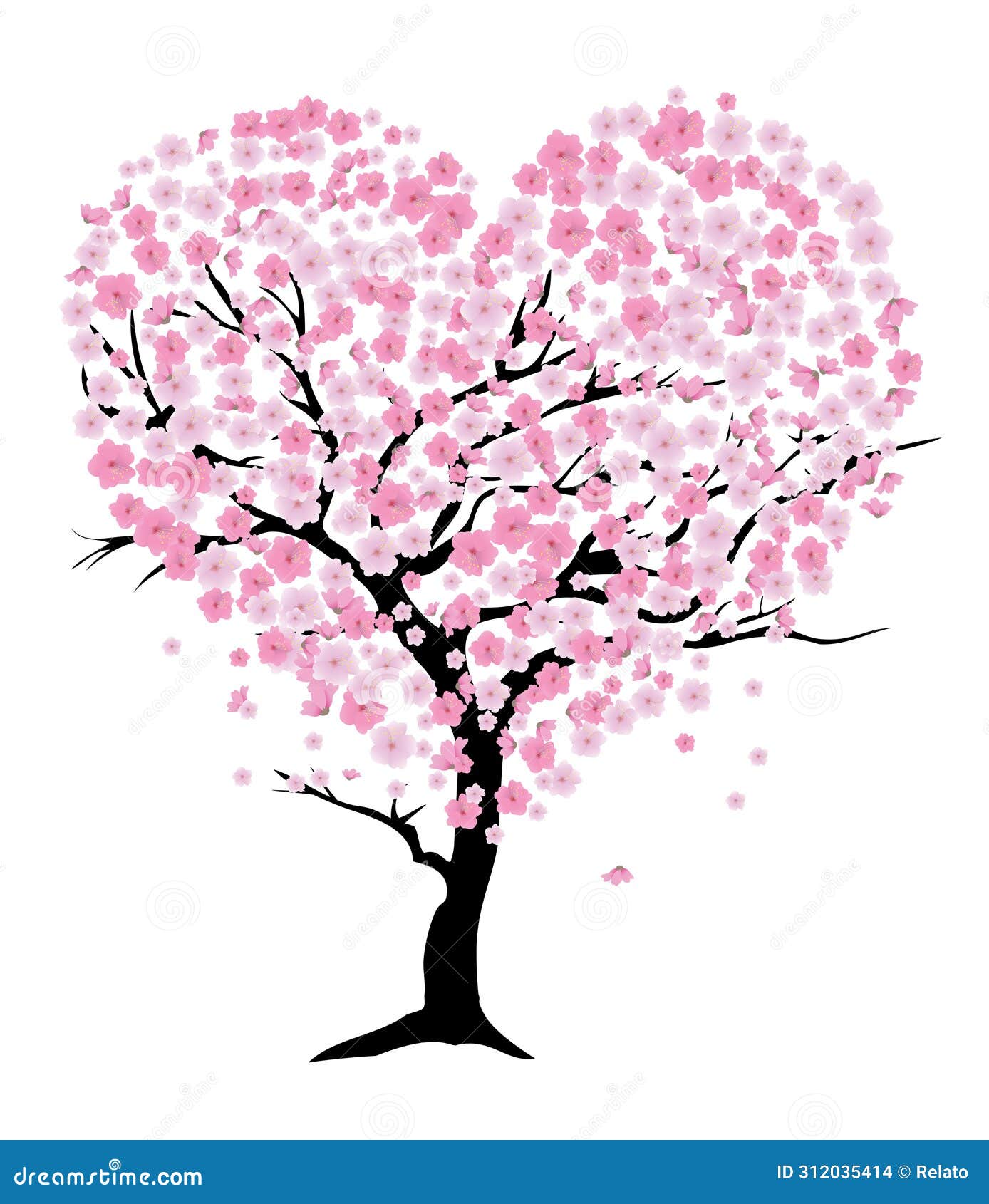 Vector Cherry Tree stock vector. Illustration of viewing - 312035414