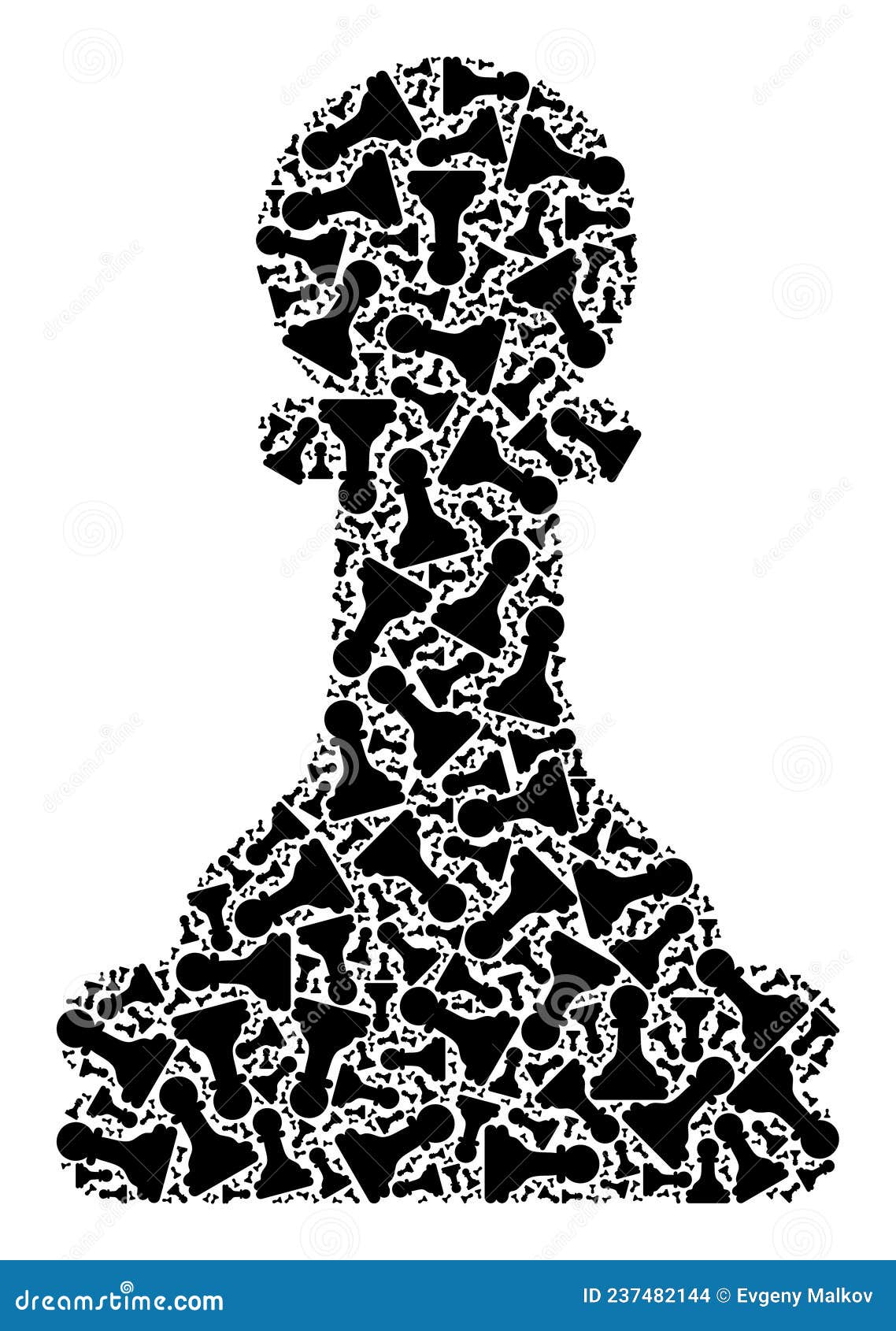 Chess Pawn Recursive Icon Collage Of Self Items Stock Vector