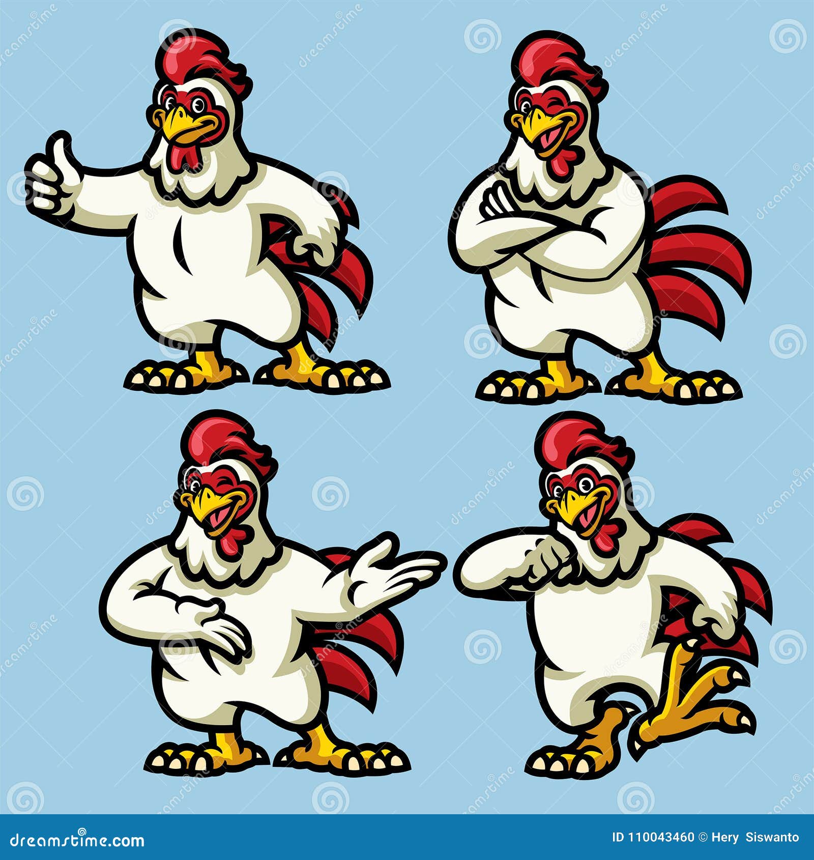 Chicken Mascot in set stock vector. Illustration of friendly - 110043460