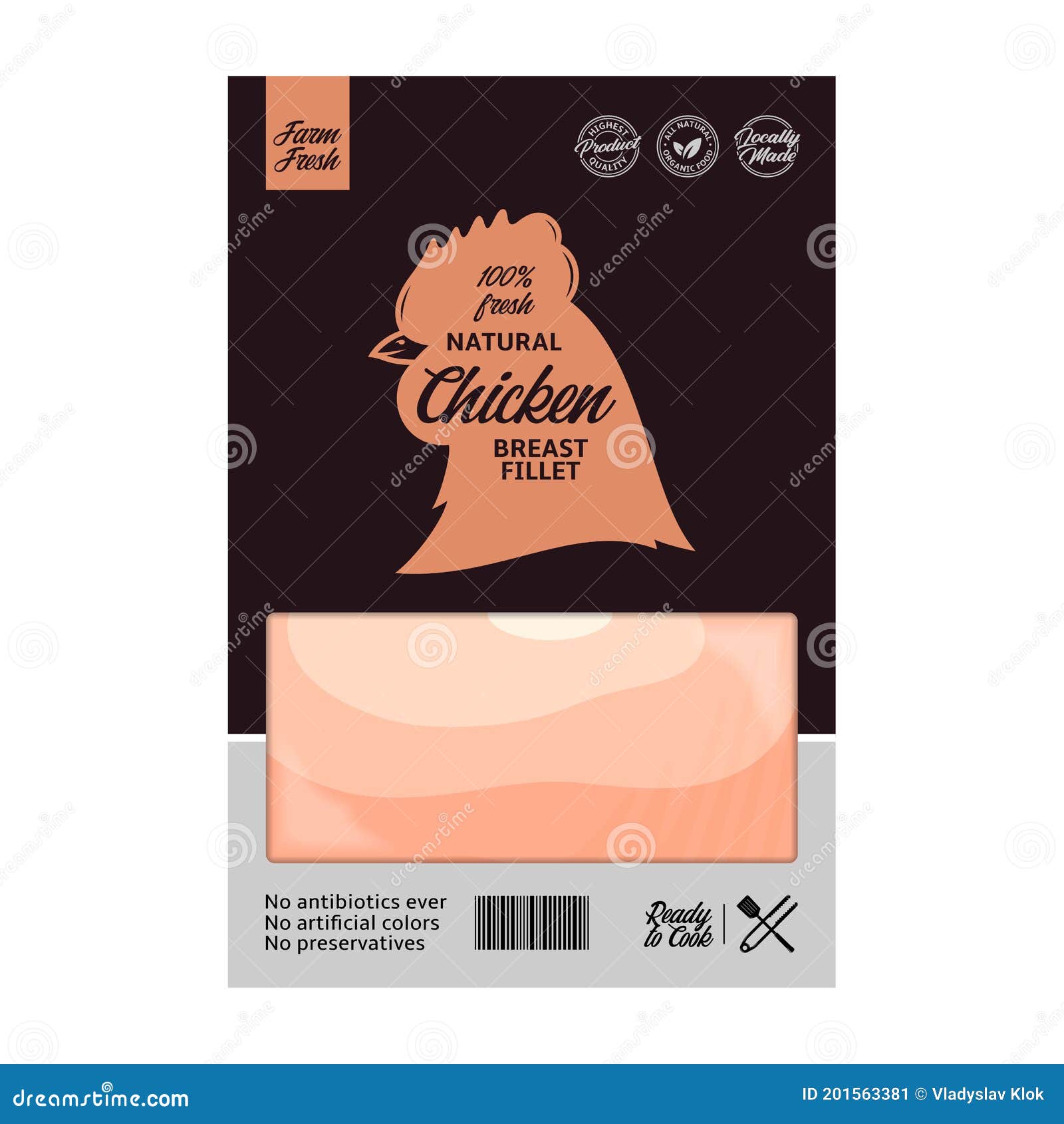Vector Chicken Meat Packaging or Label Stock Vector - Illustration of ...