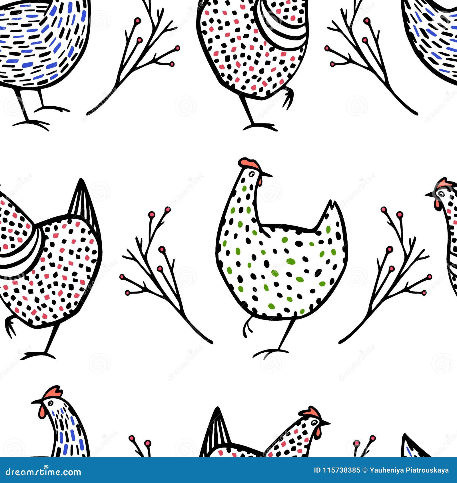 Vector chicken pattern stock vector. Illustration of agriculture ...