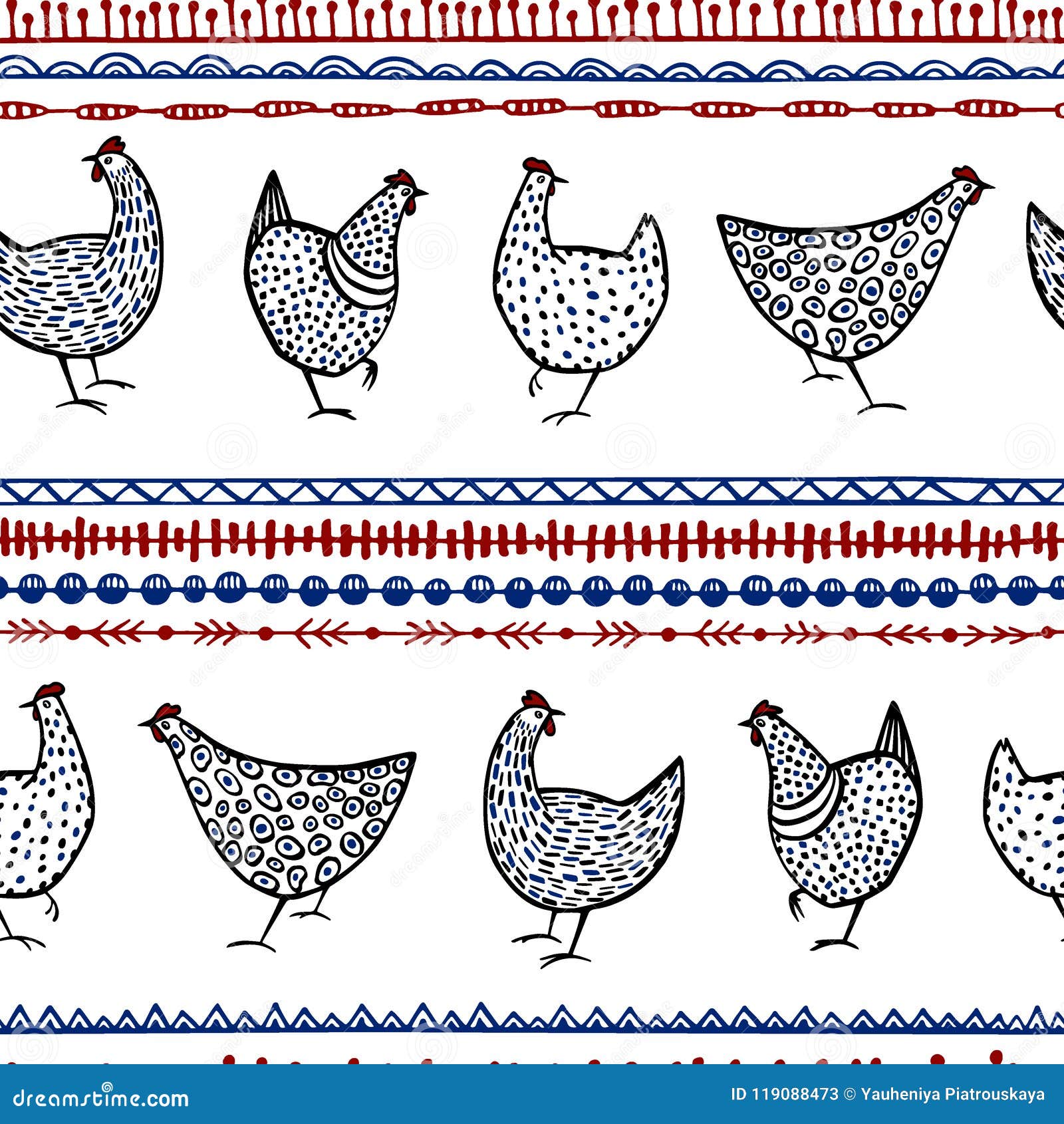 Vector chicken pattern stock vector. Illustration of funny - 119088473