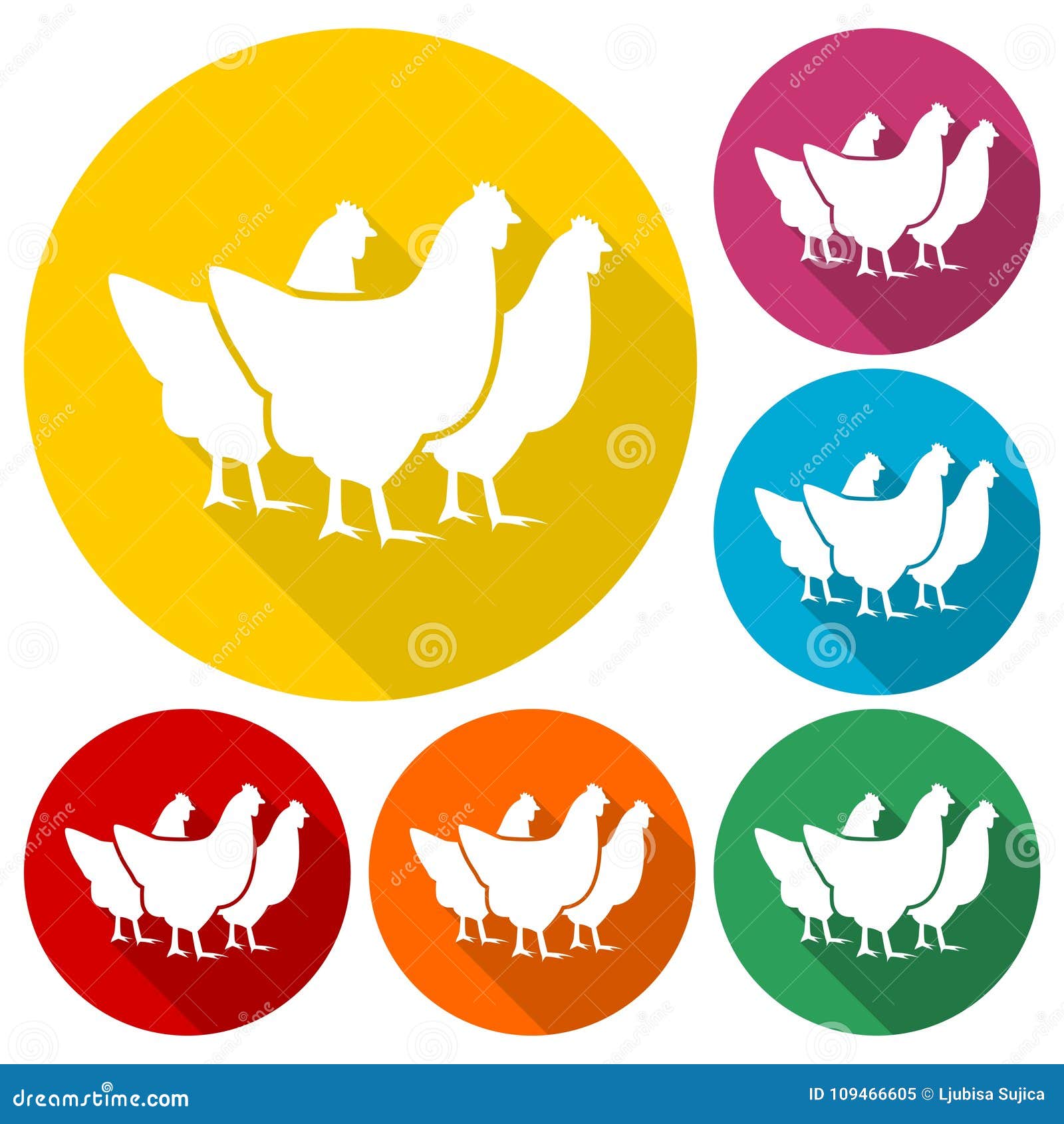 Vector Chicken Silhouette with Long Shadow Stock Vector - Illustration ...