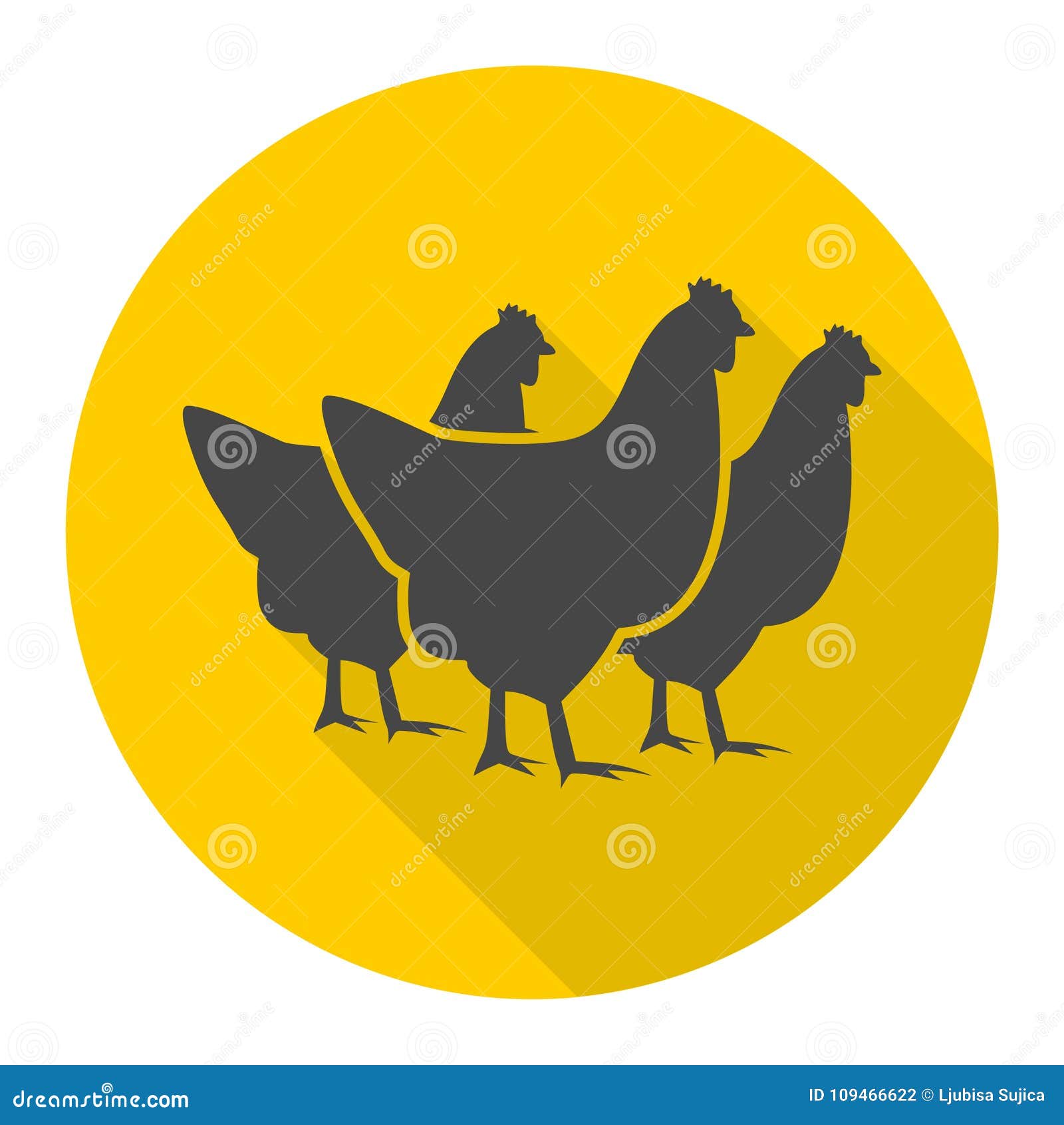 Vector Chicken Silhouette with Long Shadow Stock Vector - Illustration ...