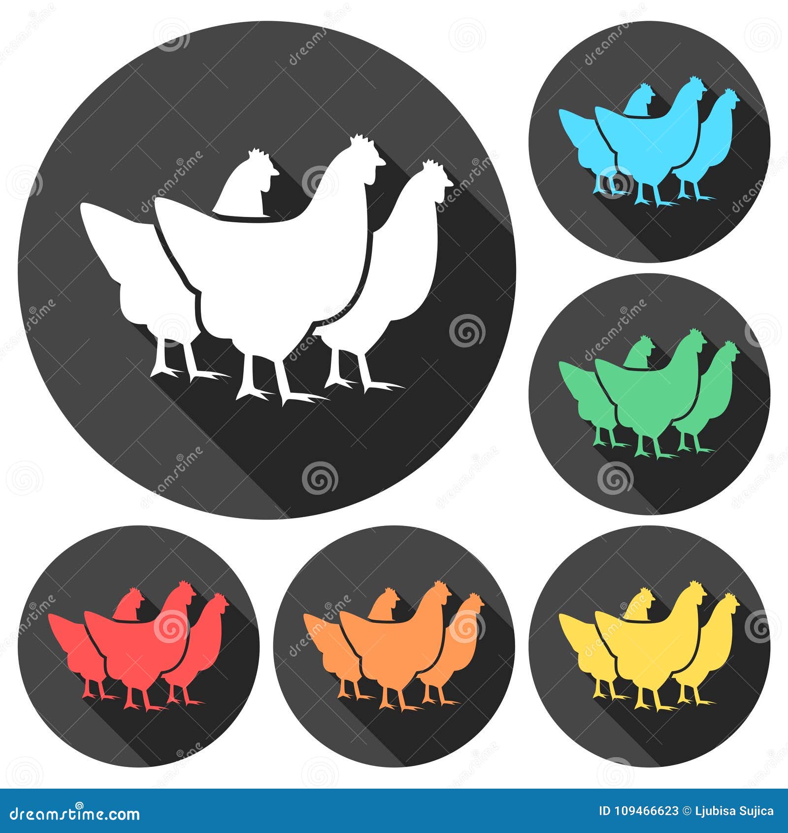 Vector Chicken Silhouette with Long Shadow Stock Vector - Illustration ...