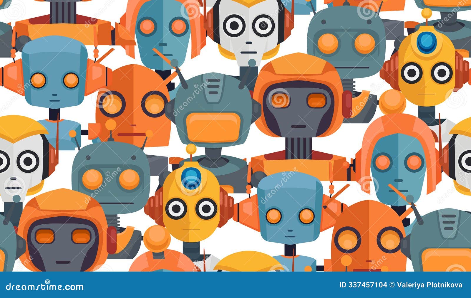 Set Of Cartoon Robots Isolated On White Background Royalty-Free Stock ...