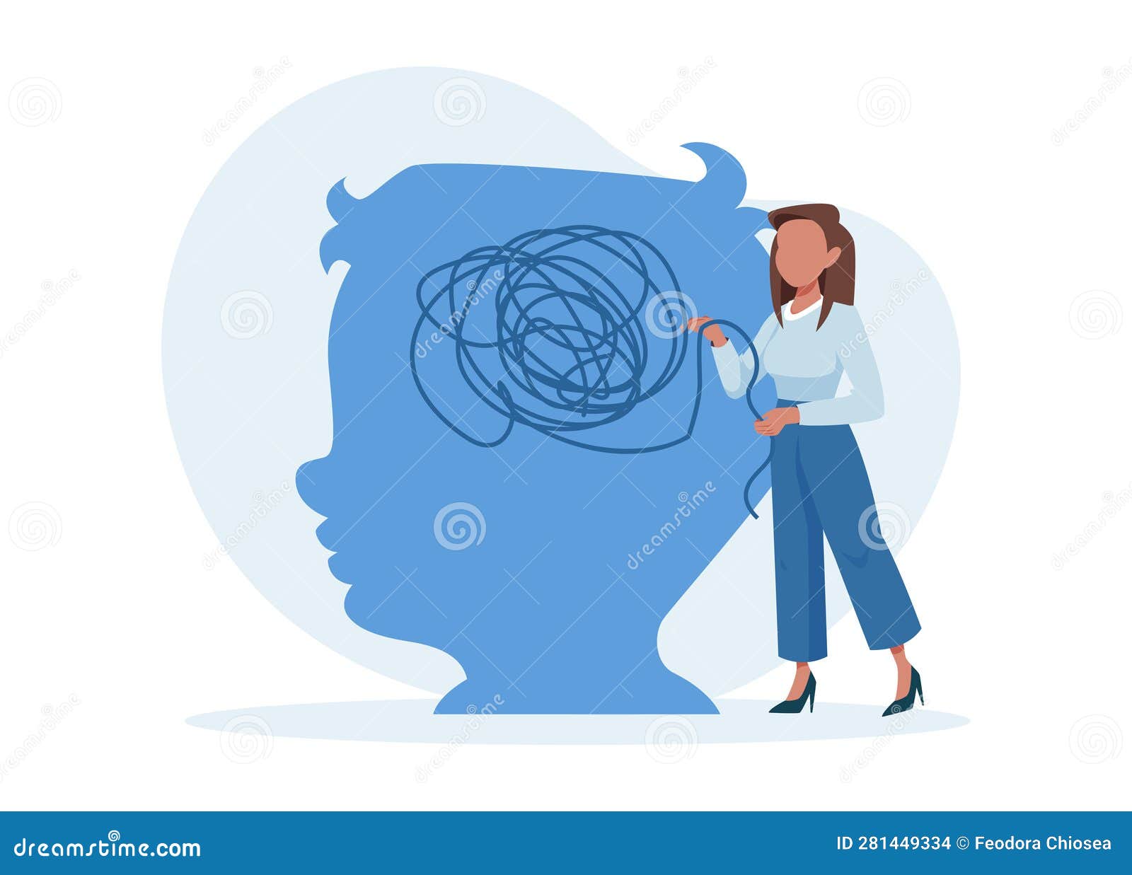 Vector of a Child Psychologist Solving Mental Confusion Problem Stock ...