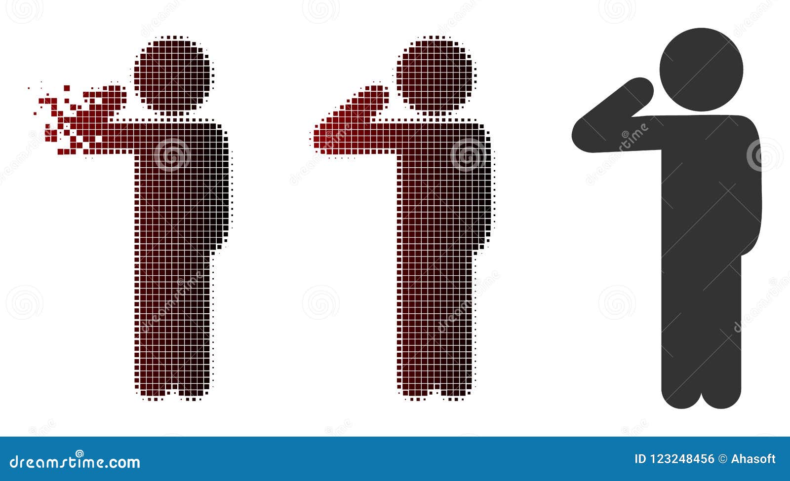 Moving Pixel Halftone Child Salute Icon Stock Vector - Illustration of ...