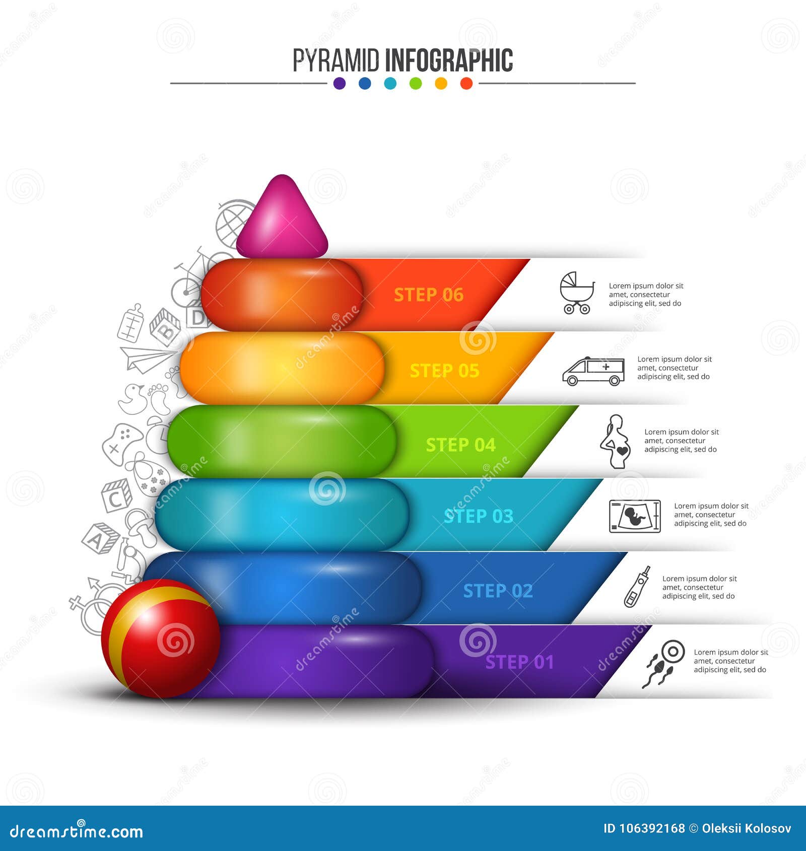Vector Children Pyramid for Infographic. Stock Vector - Illustration of ...
