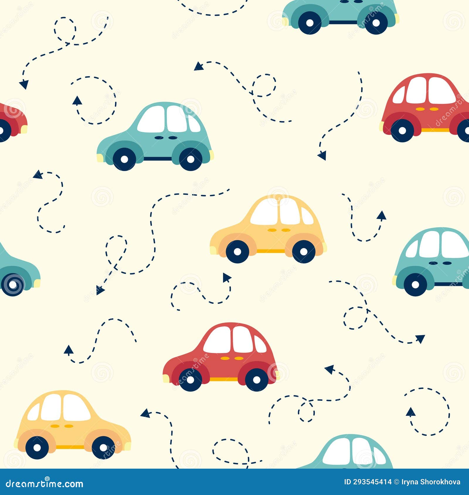 Vector Children S Pattern with Cars and Arrows Stock Vector ...