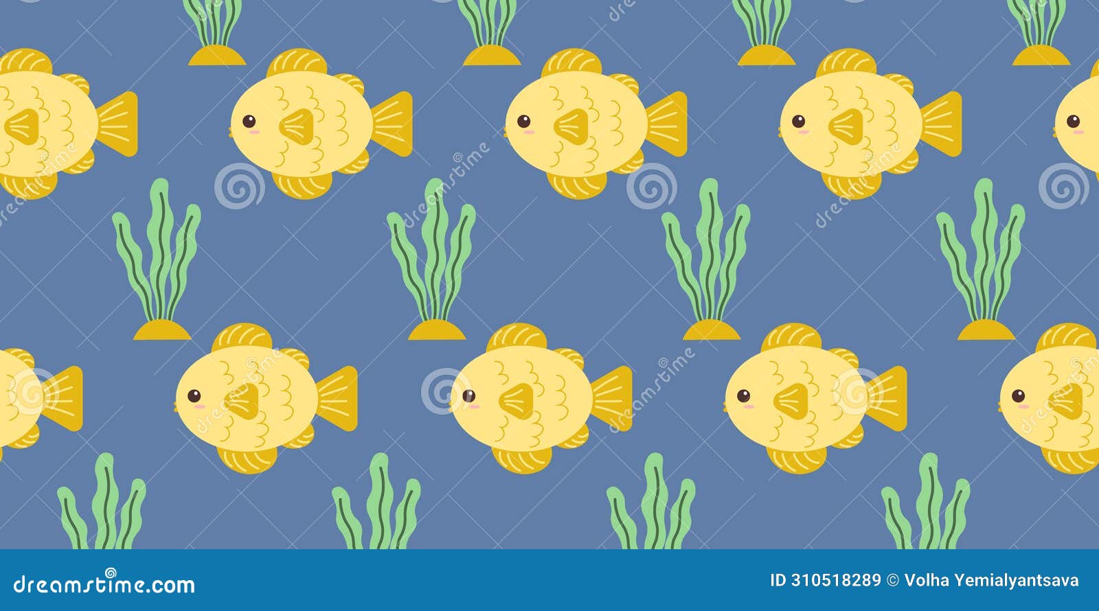 Vector Children S Seamless Repeating with Cute Fish. Simple Flat ...
