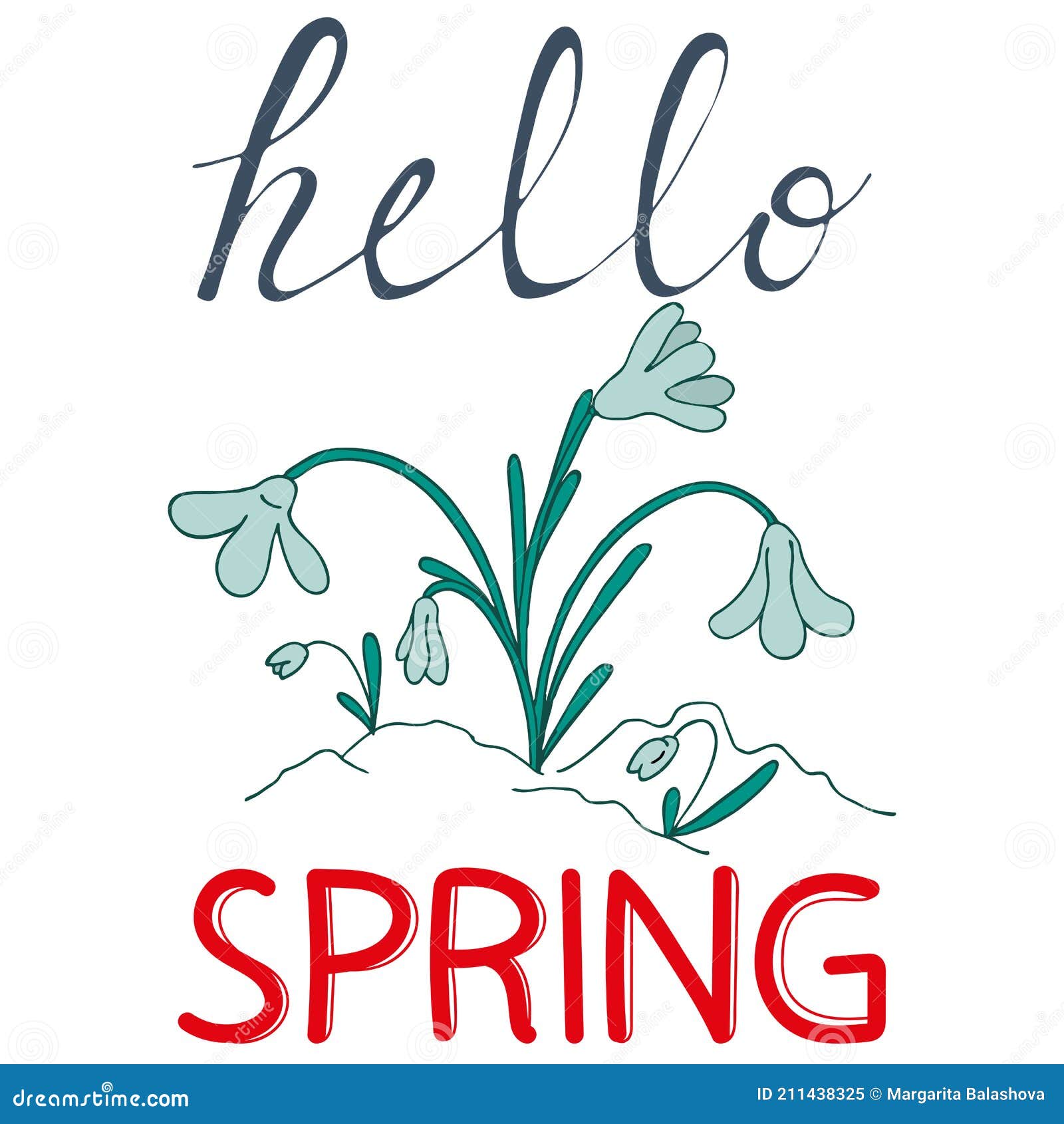 Vector Childrens Illustration in Doodle Style - Hello Spring Stock ...
