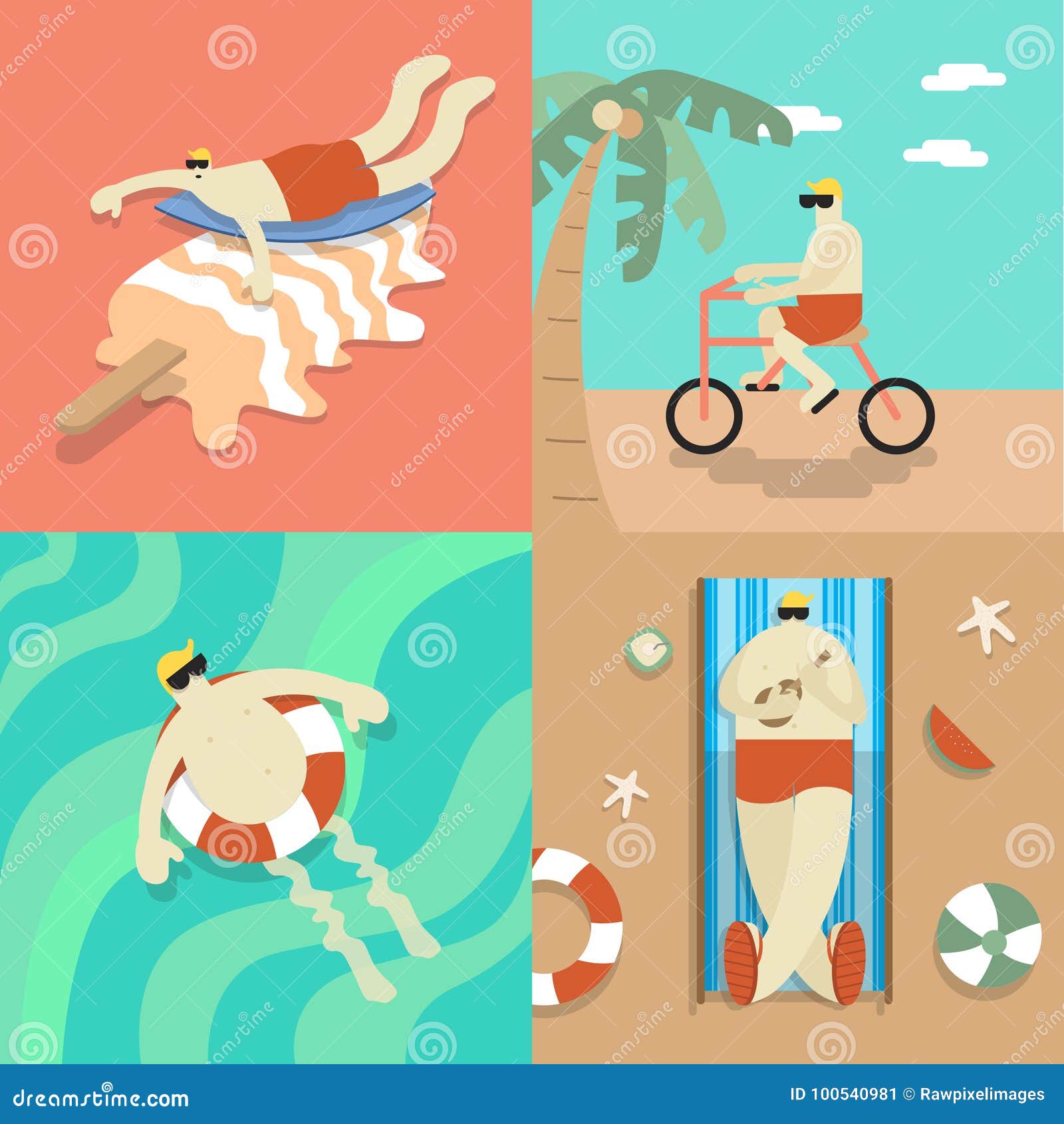 Vector of Chilling on the Beach Stock Vector - Illustration of tropical ...