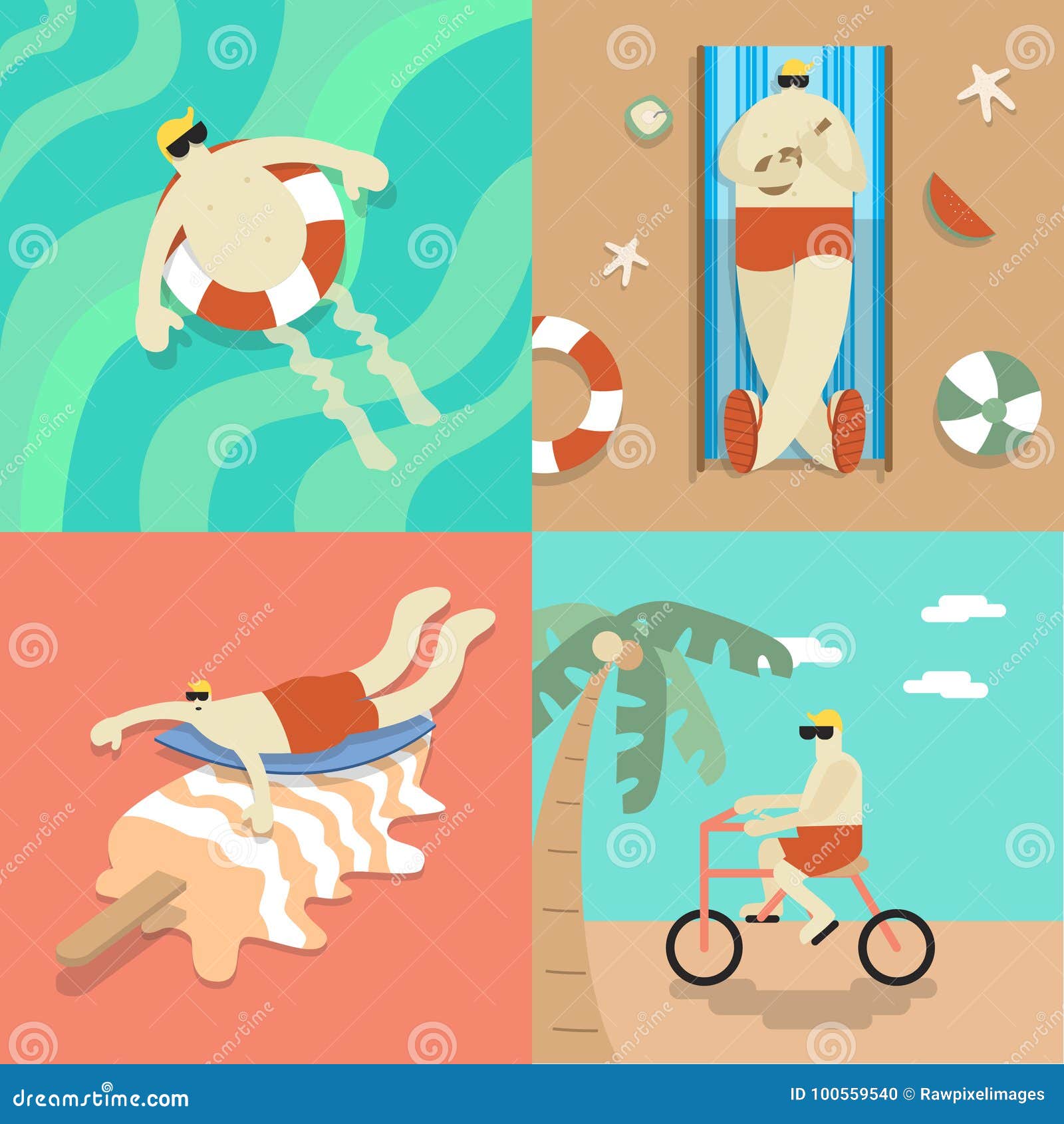 Vector Of A Man Chilling On The Beach | CartoonDealer.com #100088791