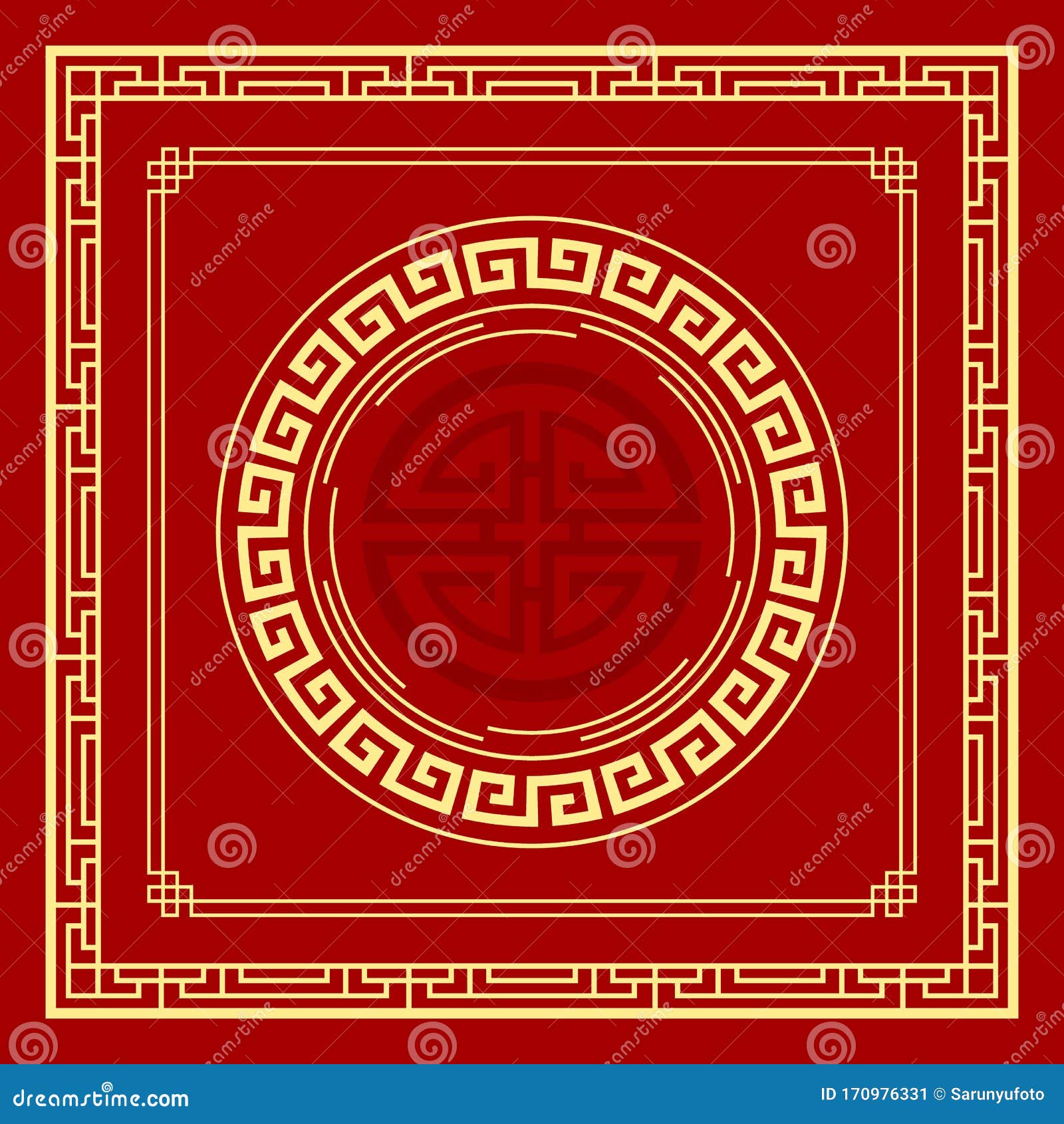 Vector Chinese Frame Style, Gold and Red Background Stock Vector ...