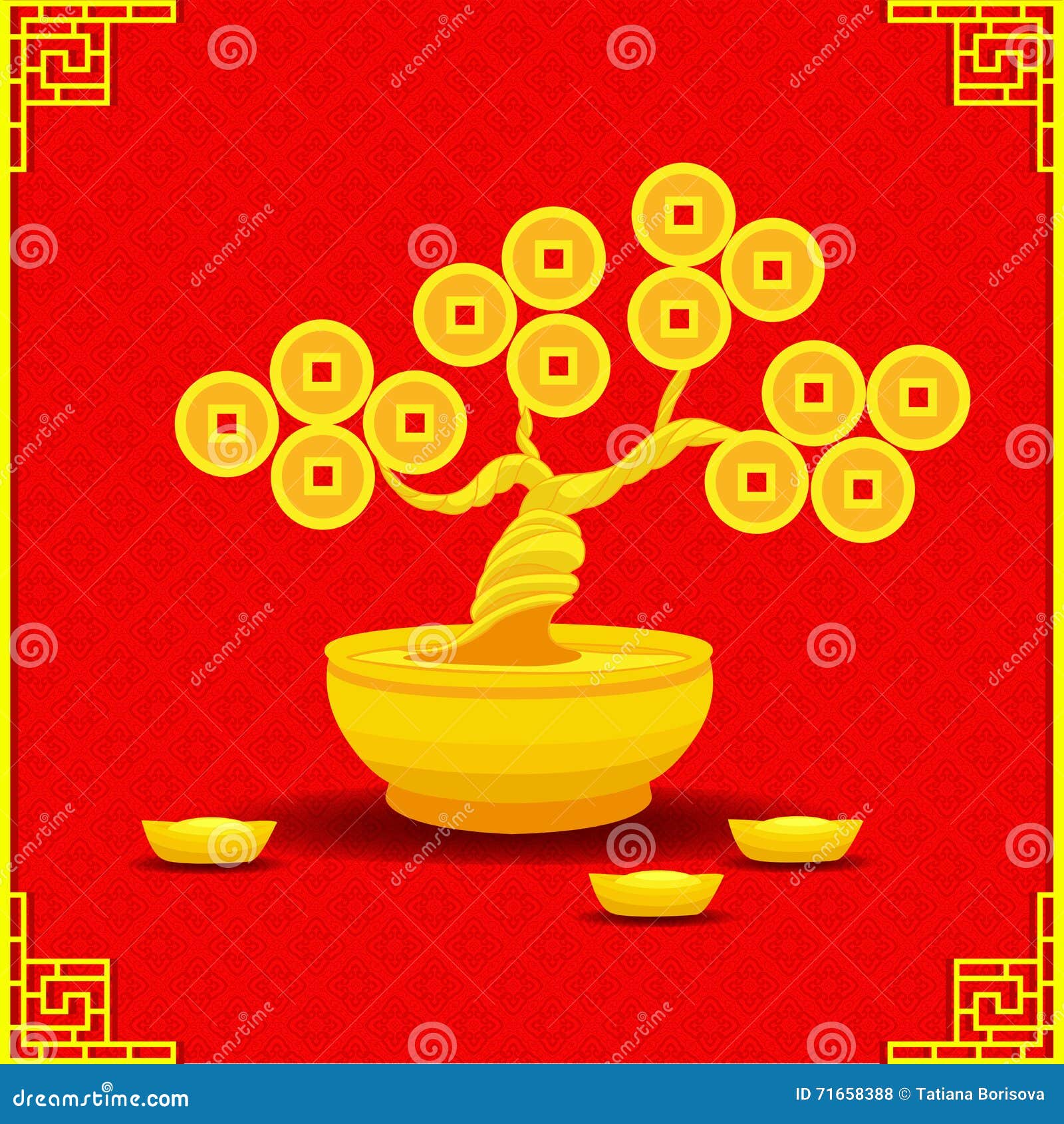 Vector Chinese Money Tree. stock illustration. Illustration of ...