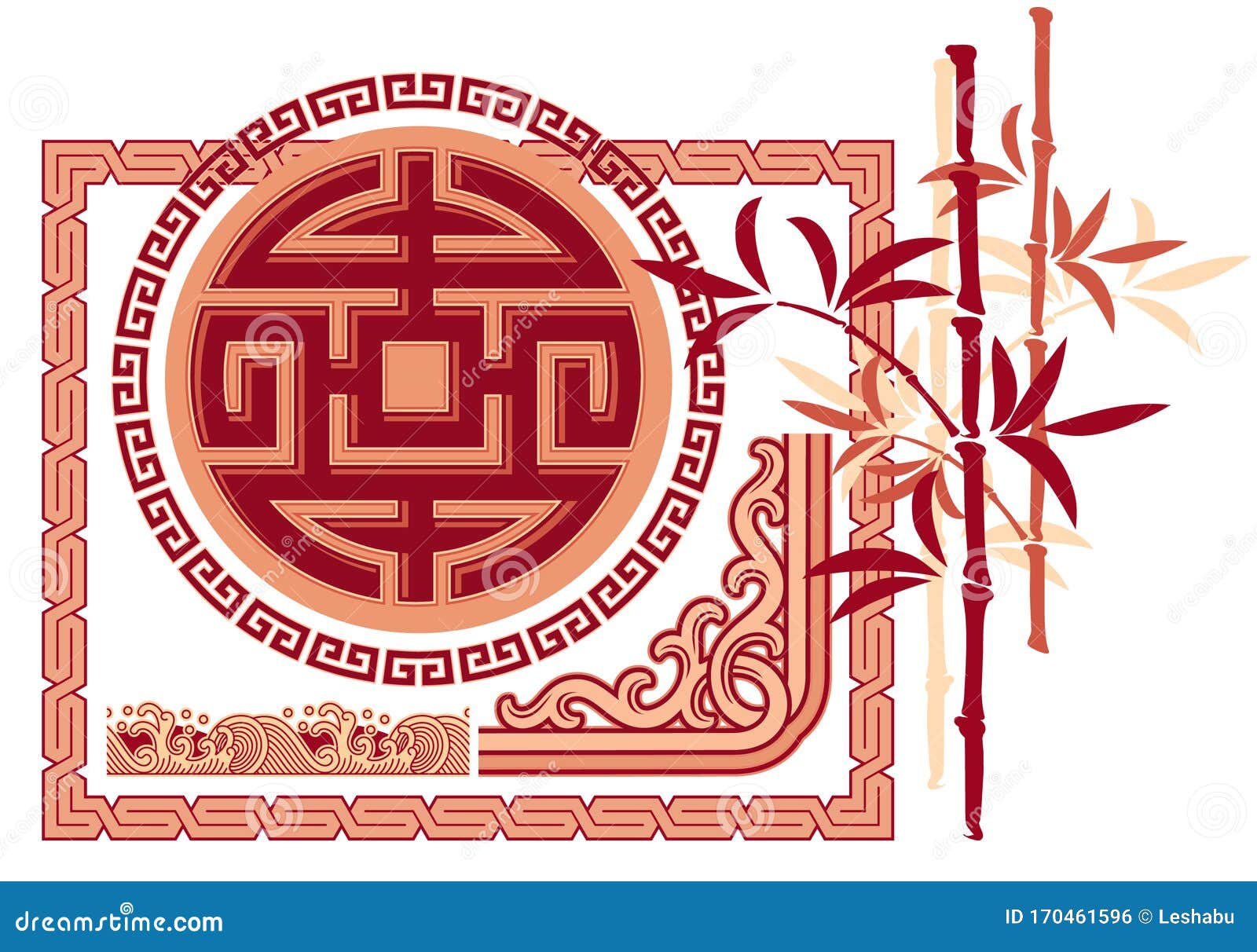 Set of Chinese Pattern Elements - Frame, Corner, Border Stock Vector ...