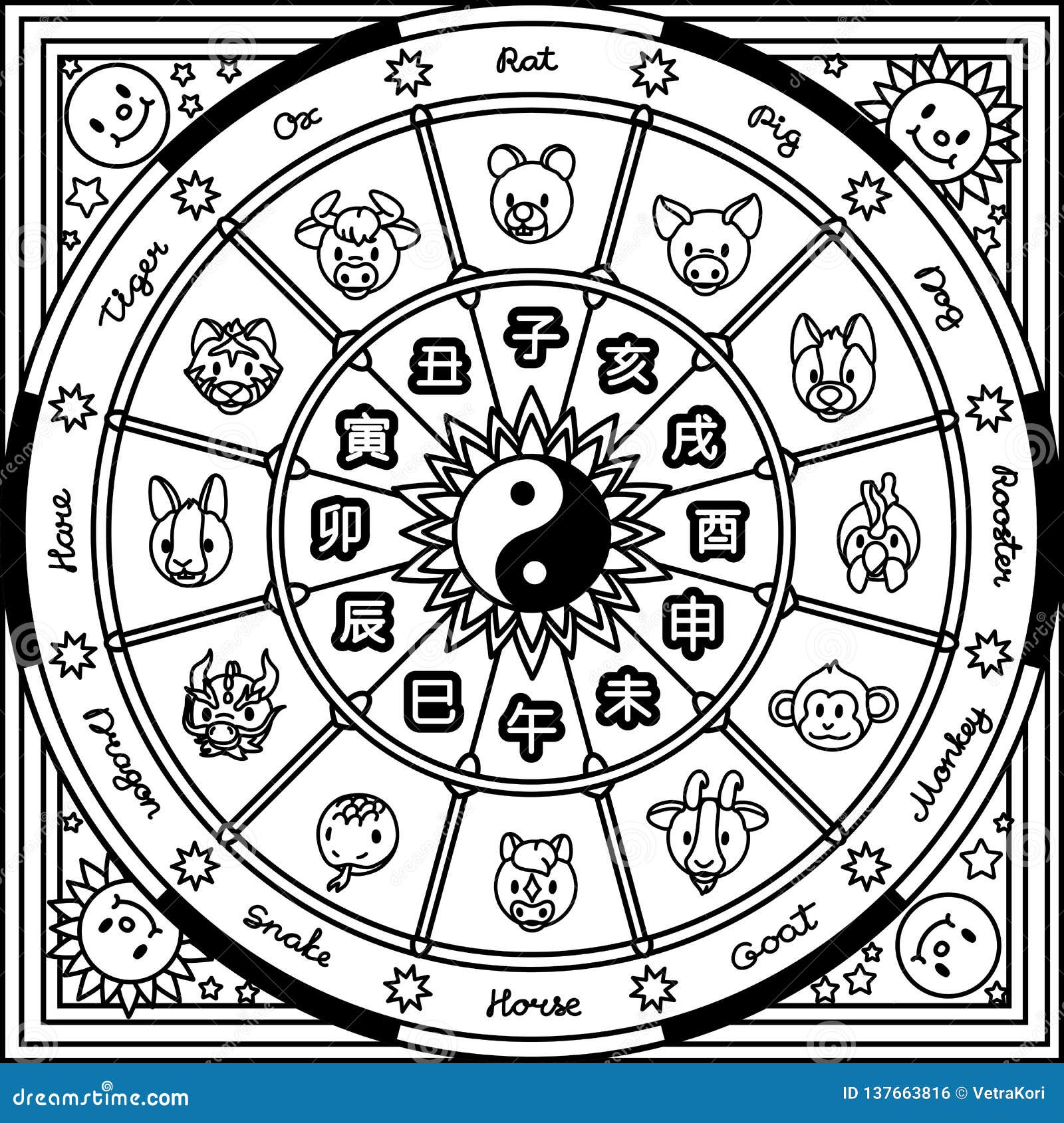 Vector Chinese Zodiac Circle Stock Vector - Illustration of book ...